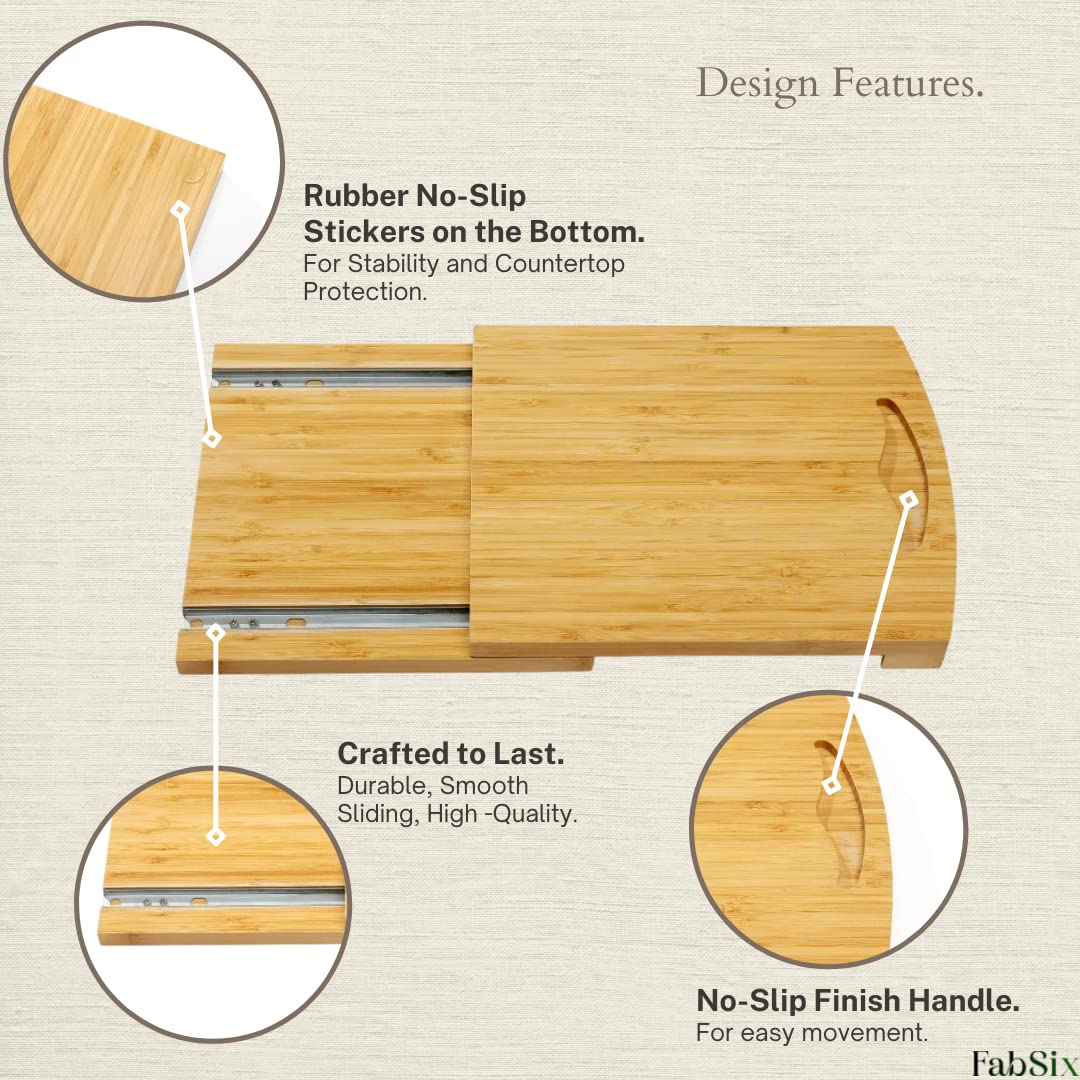 FabSix Bamboo Kitchen Appliance Slider for Counter - Small Appliance Slider - Under Cabinet Sliding Tray for Counter - Sliding Tray for Coffee Maker, Appliance Sliders for Kitchen Appliances.