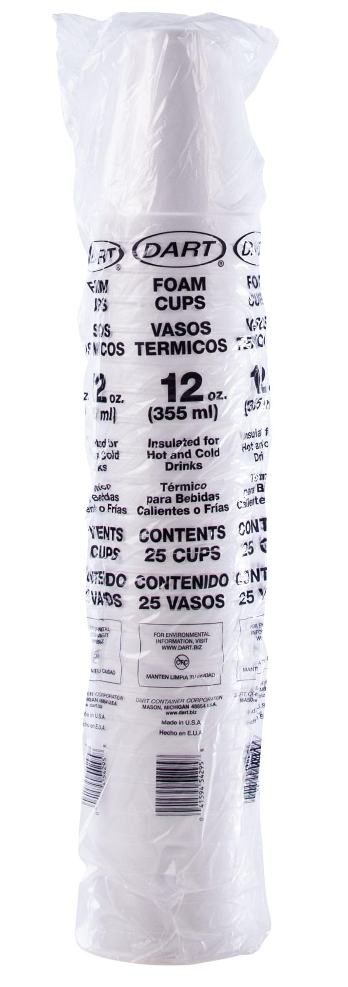 DART 12J12 12 oz Foam Cup (Case of 1000)
