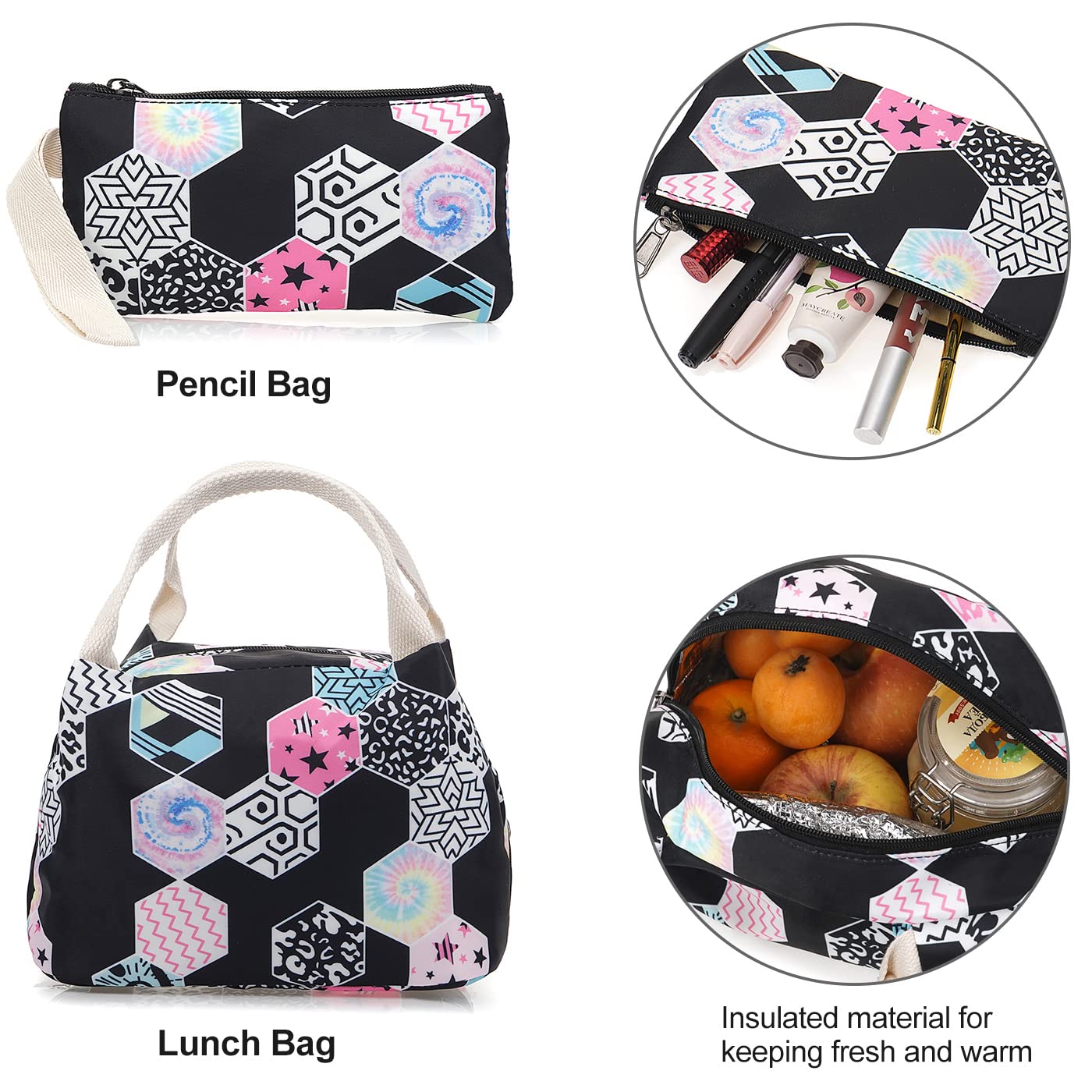 Galaxy Backpack Set 3-in-1 Kids School Bag, Junlion Laptop Backpack Lunch Bag Pencil Case for Teen Boys Girls One Size Multicolor