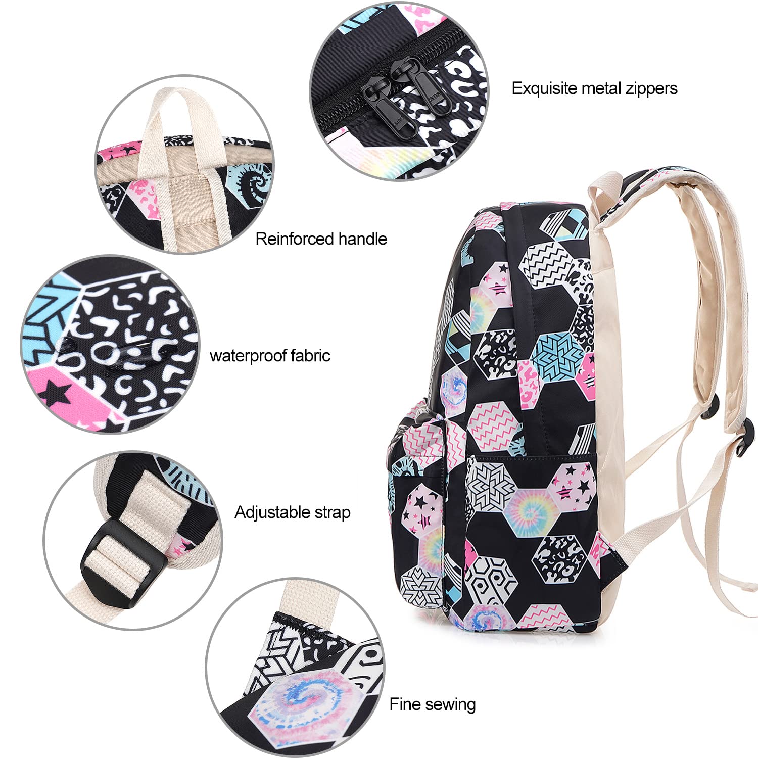 Galaxy Backpack Set 3-in-1 Kids School Bag, Junlion Laptop Backpack Lunch Bag Pencil Case for Teen Boys Girls One Size Multicolor