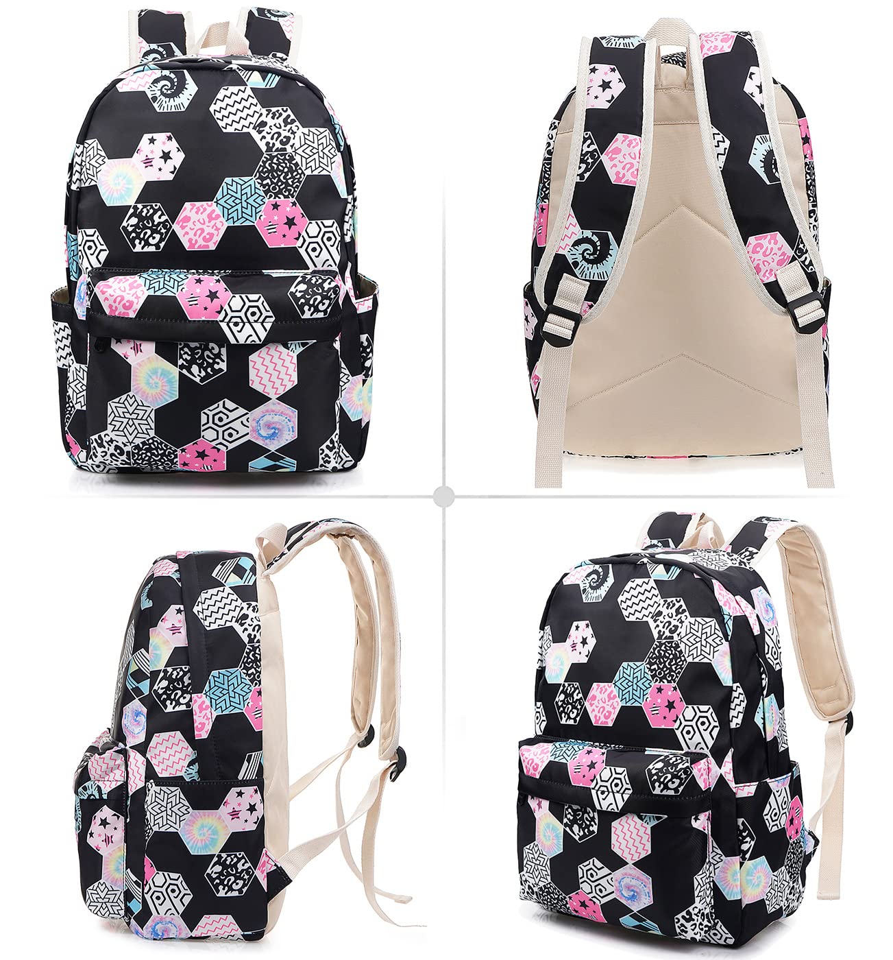 Galaxy Backpack Set 3-in-1 Kids School Bag, Junlion Laptop Backpack Lunch Bag Pencil Case for Teen Boys Girls One Size Multicolor