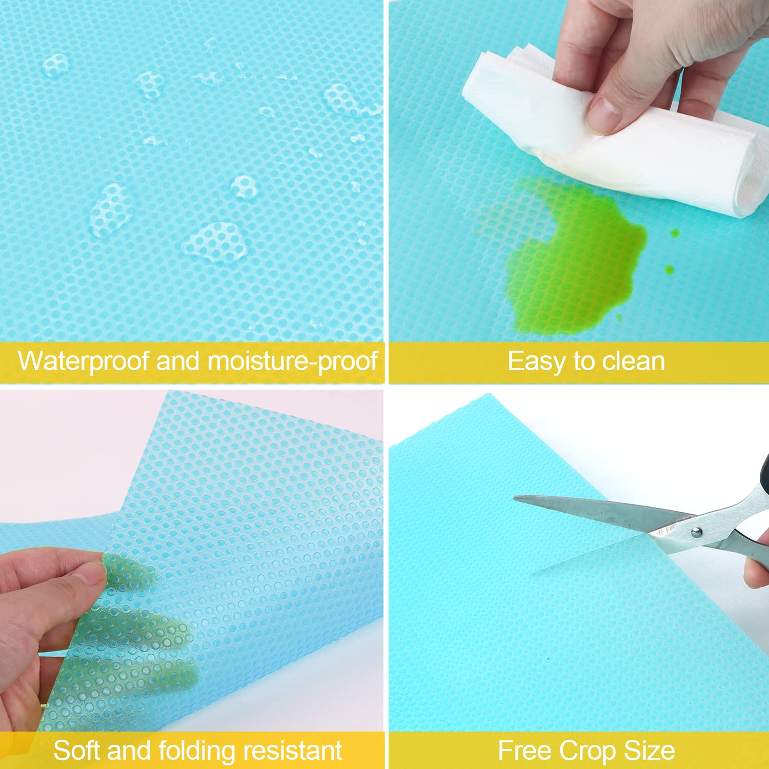 Refrigerator Liners , 4 Pcs Fridge Shelf Liners and Drawer Mats Liner Waterproof Oilproof, Cover Pads for Kitchen Cabinet, Pantry Closet, Cupboard, Drawer