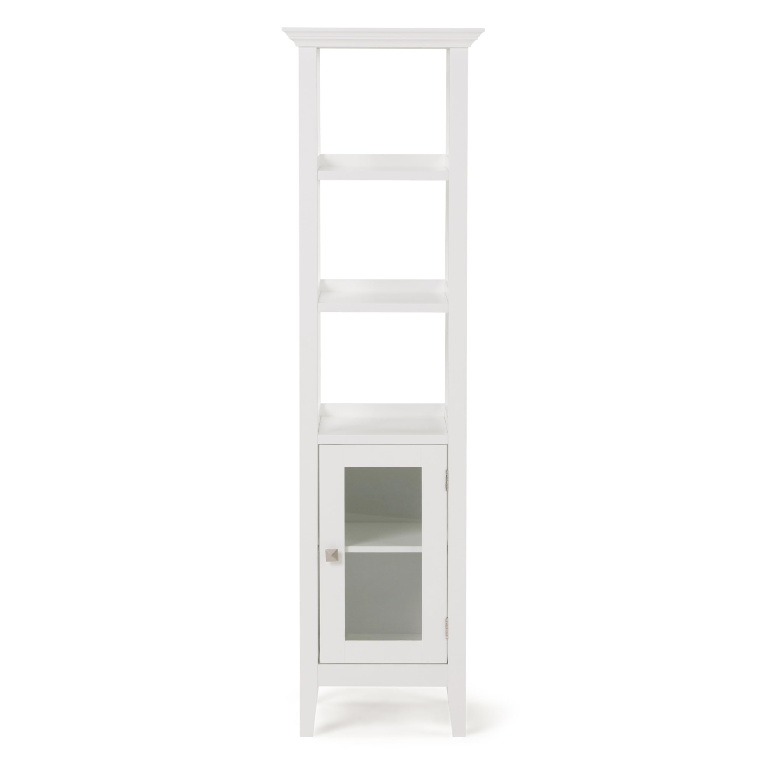 SIMPLIHOME Acadian 56.1 inch H x 15.75 inch W Bath Storage Tower Bath Cabinet in White with Storage Compartment and 3 Shelves,for the Bathroom, Transitional