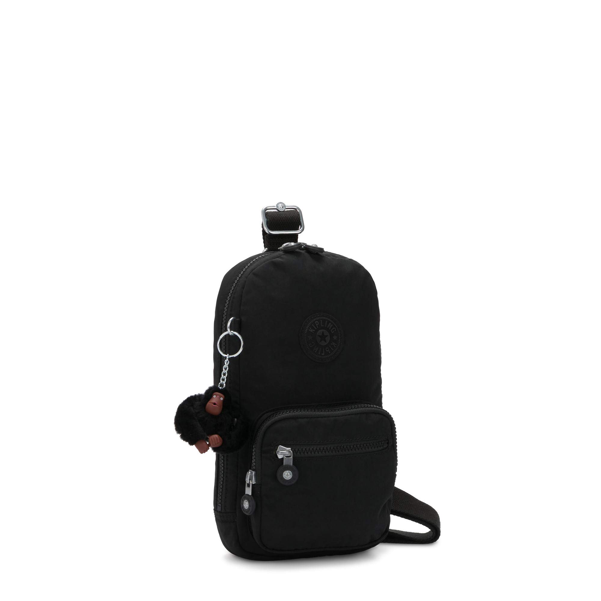 Kipling Women's Blake Backpack, Adjustable, Removable Crossbody Strap, Nylon Travel Organizer, Black Tonal, 6.38''L x 11.5''H x 3''D