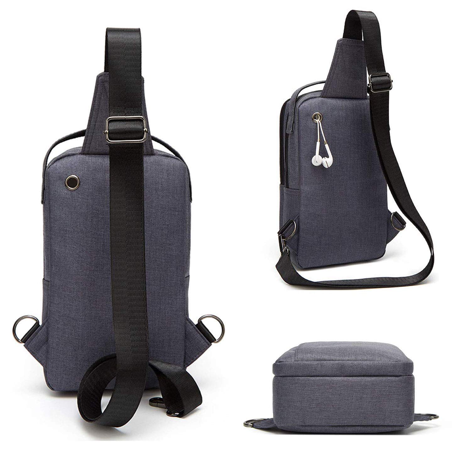YUKABAN Sling Bag Water Resistant Shoulder Chest Crossbody Bags Sling Backpack for Men Women (Black)