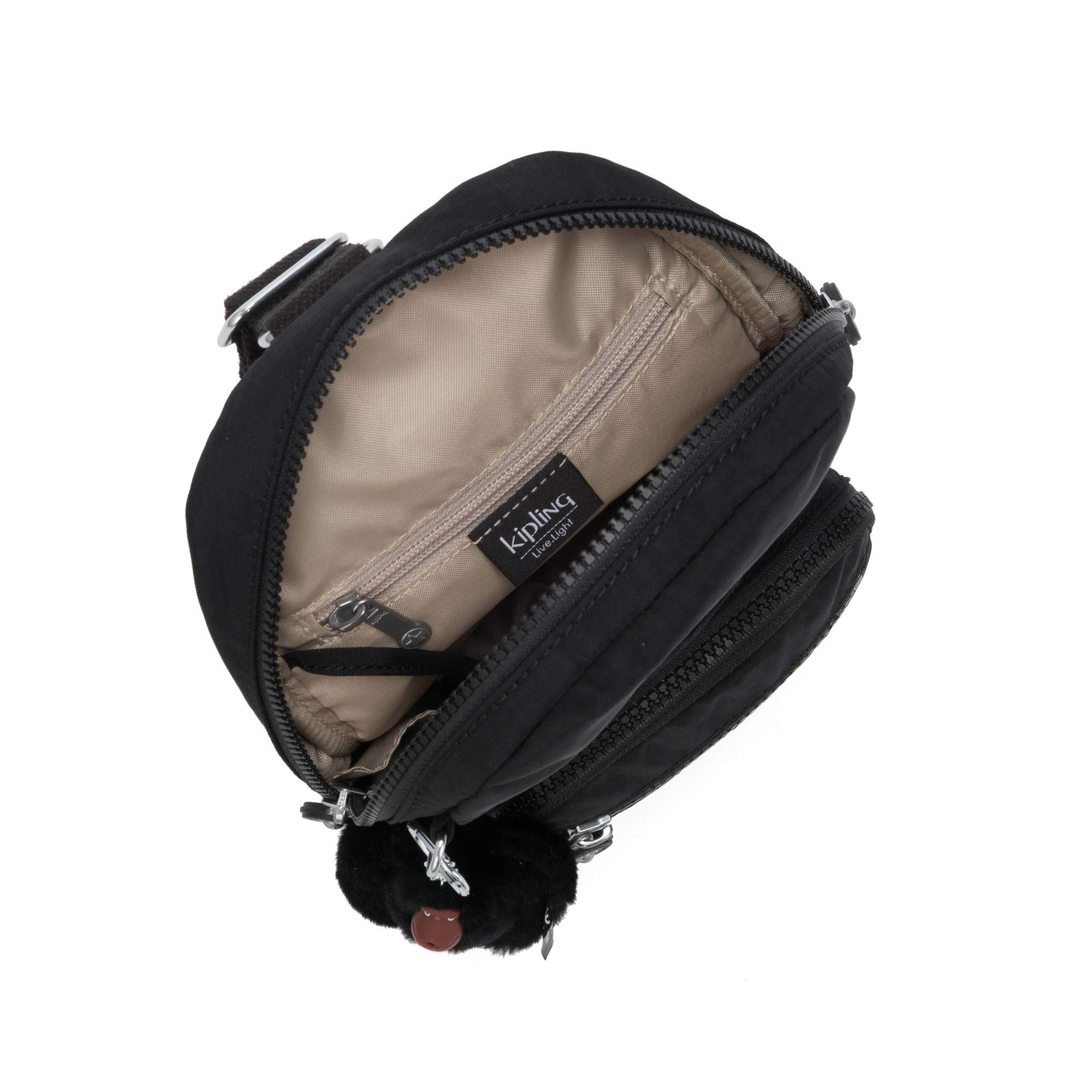 Kipling Women's Blake Backpack, Adjustable, Removable Crossbody Strap, Nylon Travel Organizer, Black Tonal, 6.38''L x 11.5''H x 3''D