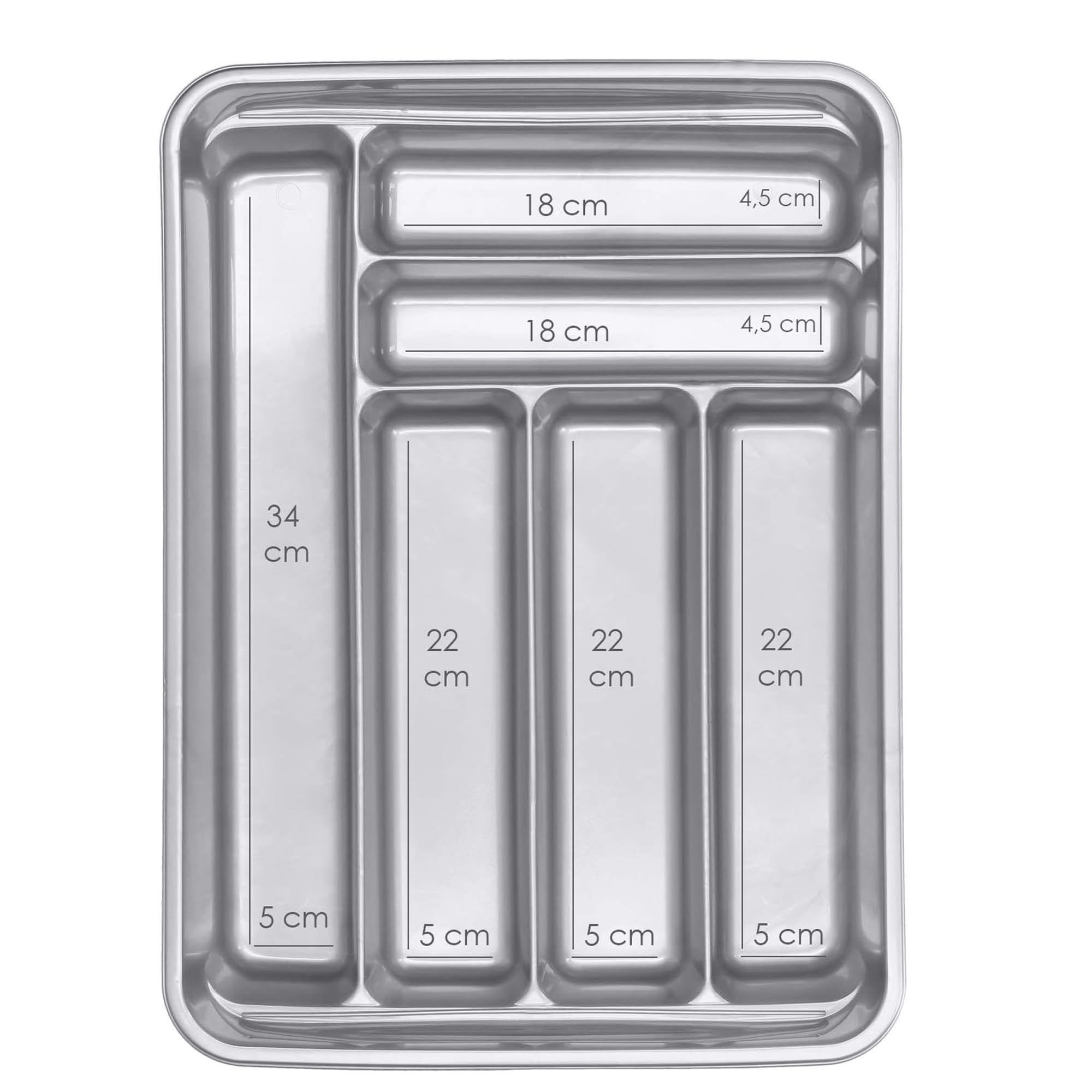 PLASTIFIC 1 Tier Large & Deep CUTLERY TRAY Flatware Organiser Strong Plastic Drawer Sliding Tidy Multipurpose flatware Holder Kitchen Accessories for Tableware(Silver)…