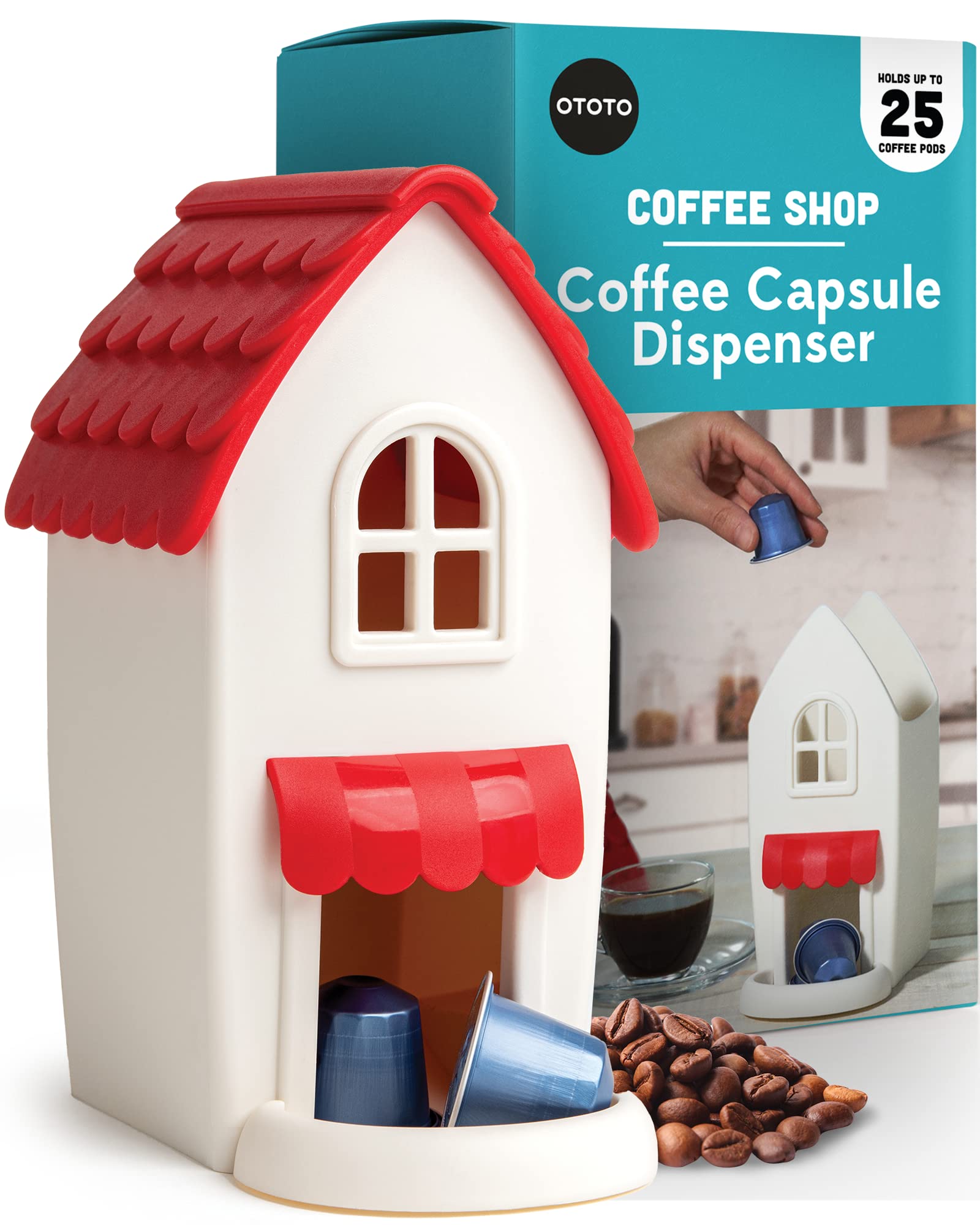 Coffee Shop Coffee Pod Holder by OTOTO - Nespresso Pods Holder, Coffee Pod Organizer for Coffee Station - Coffee Containers for Coffee Bar - Coffee Pod Storage, Coffee Pods Holder for 25 Pods