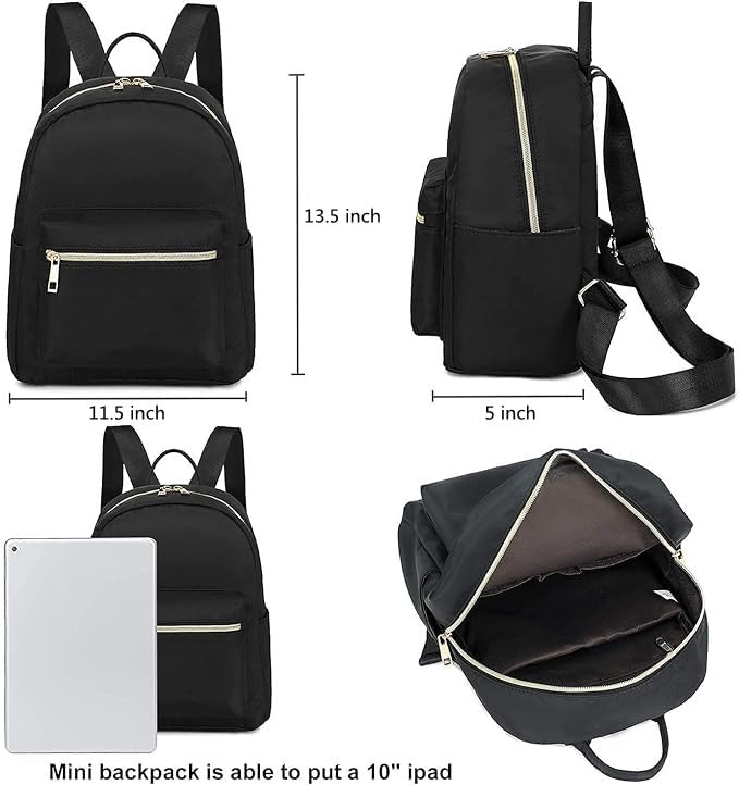 Women Girls Mini Backpack Teens Cute Small Backpack Purse Casual Travel School Bag (Black)