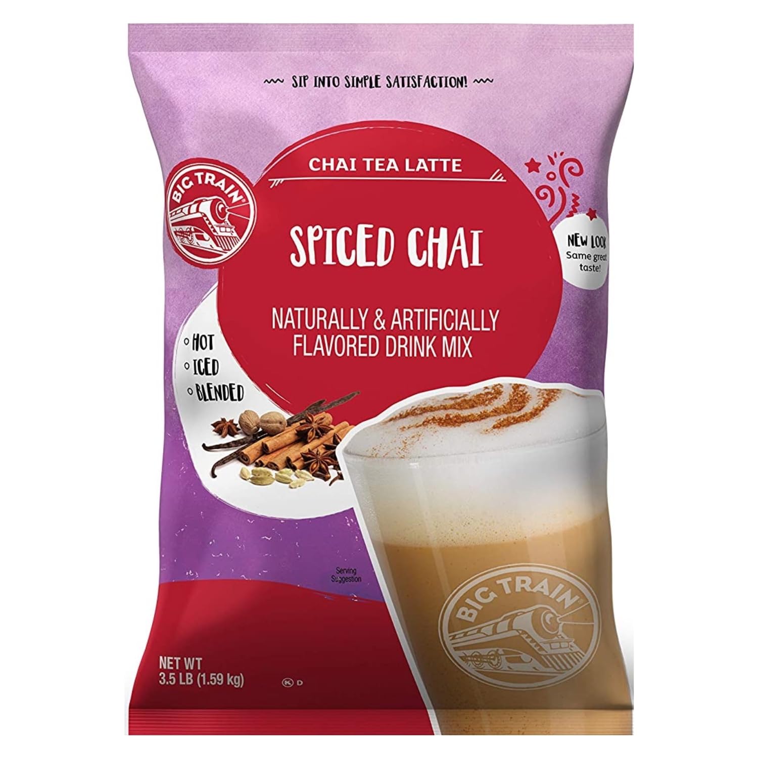 Big Train Spiced Powdered Instant Chai Tea Latte Mix, Spiced Black Tea with Milk, For Home, Coffee Shop, Restaurant Use, 56 Ounce