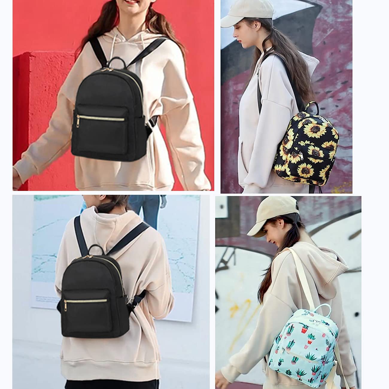 Women Girls Mini Backpack Teens Cute Small Backpack Purse Casual Travel School Bag (Black)