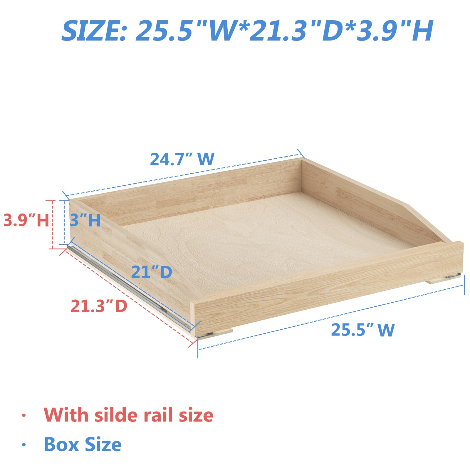 LOVMOR Single Pull Out Cabinet Organizer 26”W x 21”D, Soft Close Slide Out Drawer Storage Shelves for Kitchen, Wood Cabinet Shelf Pull-Out Organizer Storage for Base Cabinet