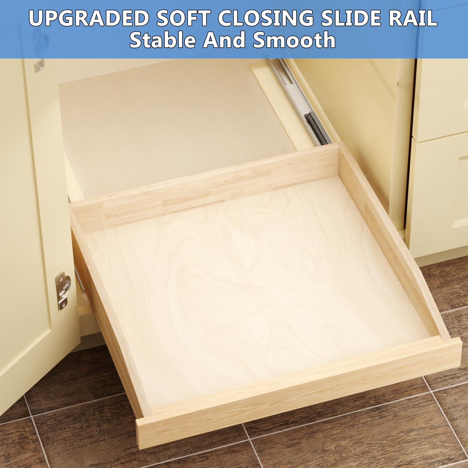 LOVMOR Single Pull Out Cabinet Organizer 26”W x 21”D, Soft Close Slide Out Drawer Storage Shelves for Kitchen, Wood Cabinet Shelf Pull-Out Organizer Storage for Base Cabinet