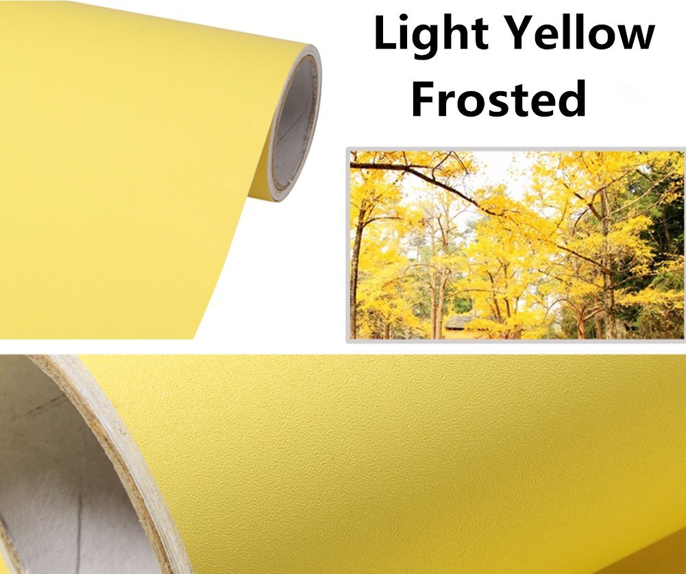 Yija Solid Color Frosted Waterproof Wallpaper Shelf Drawer Liner Self-Adhesive Cabinet Sticker 15.6 Inch by 98 Inch (Light Yellow)