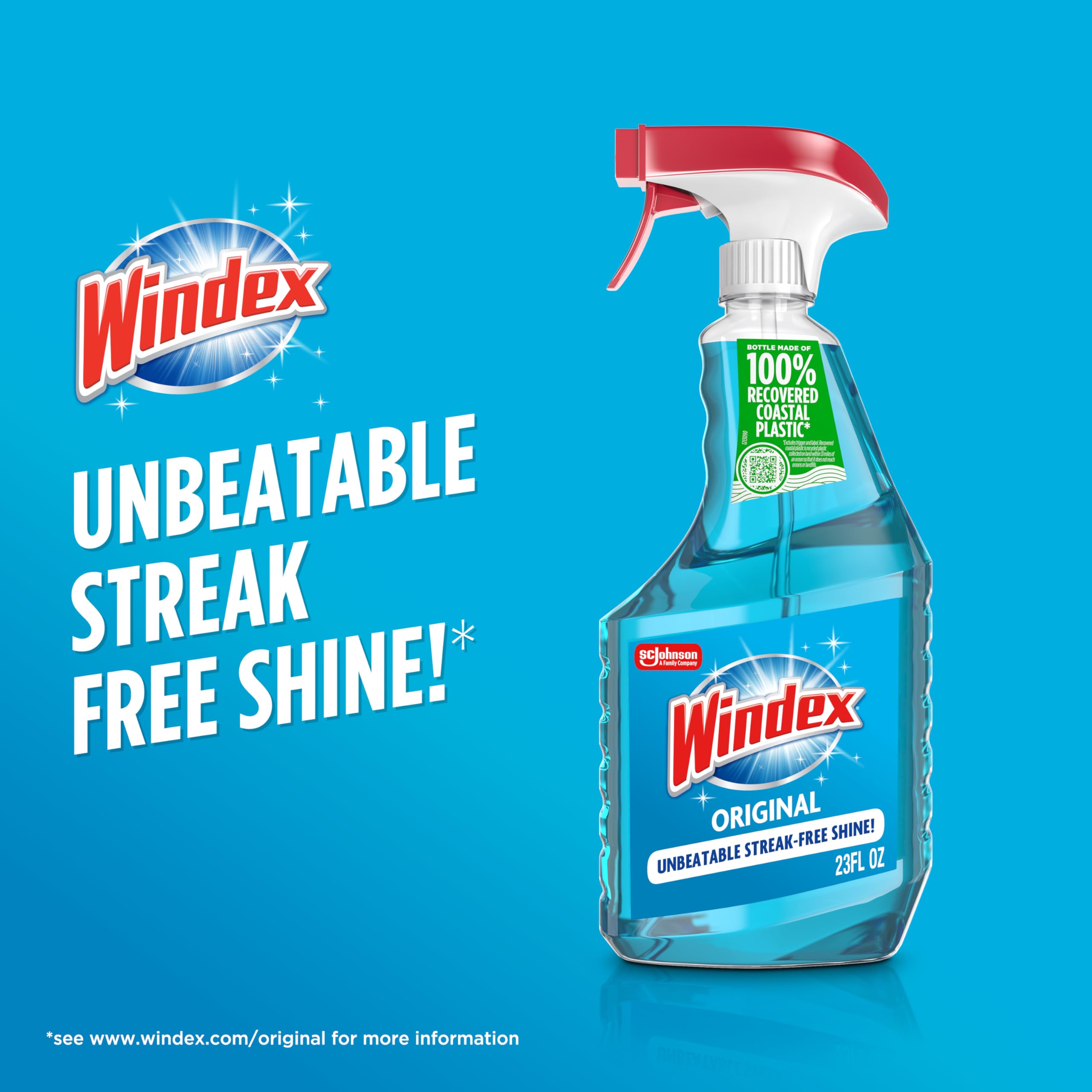 Windex Original Glass and Window Cleaner Spray Bottle, Original Blue, 23 fl oz - Pack of 6