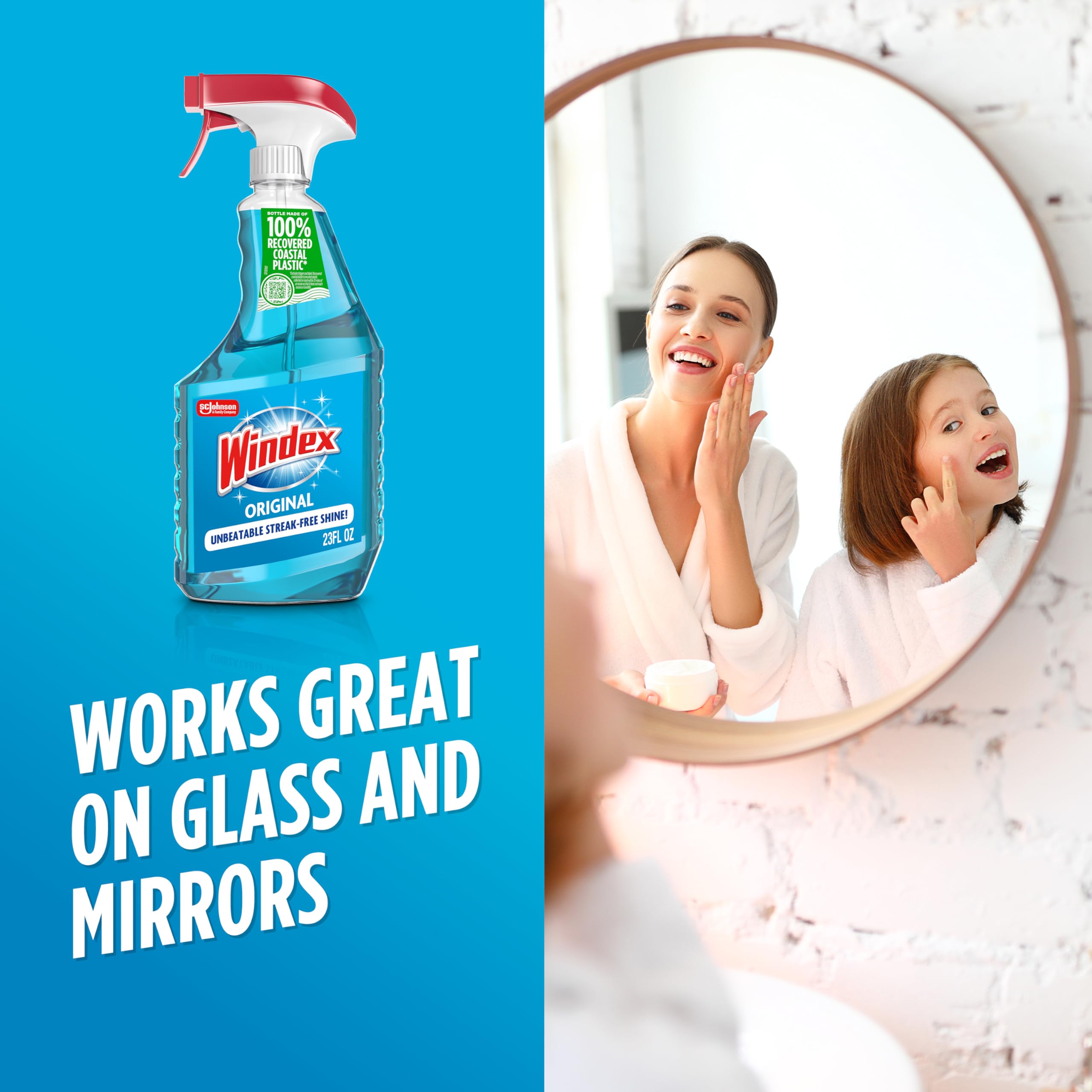 Windex Original Glass and Window Cleaner Spray Bottle, Original Blue, 23 fl oz - Pack of 6