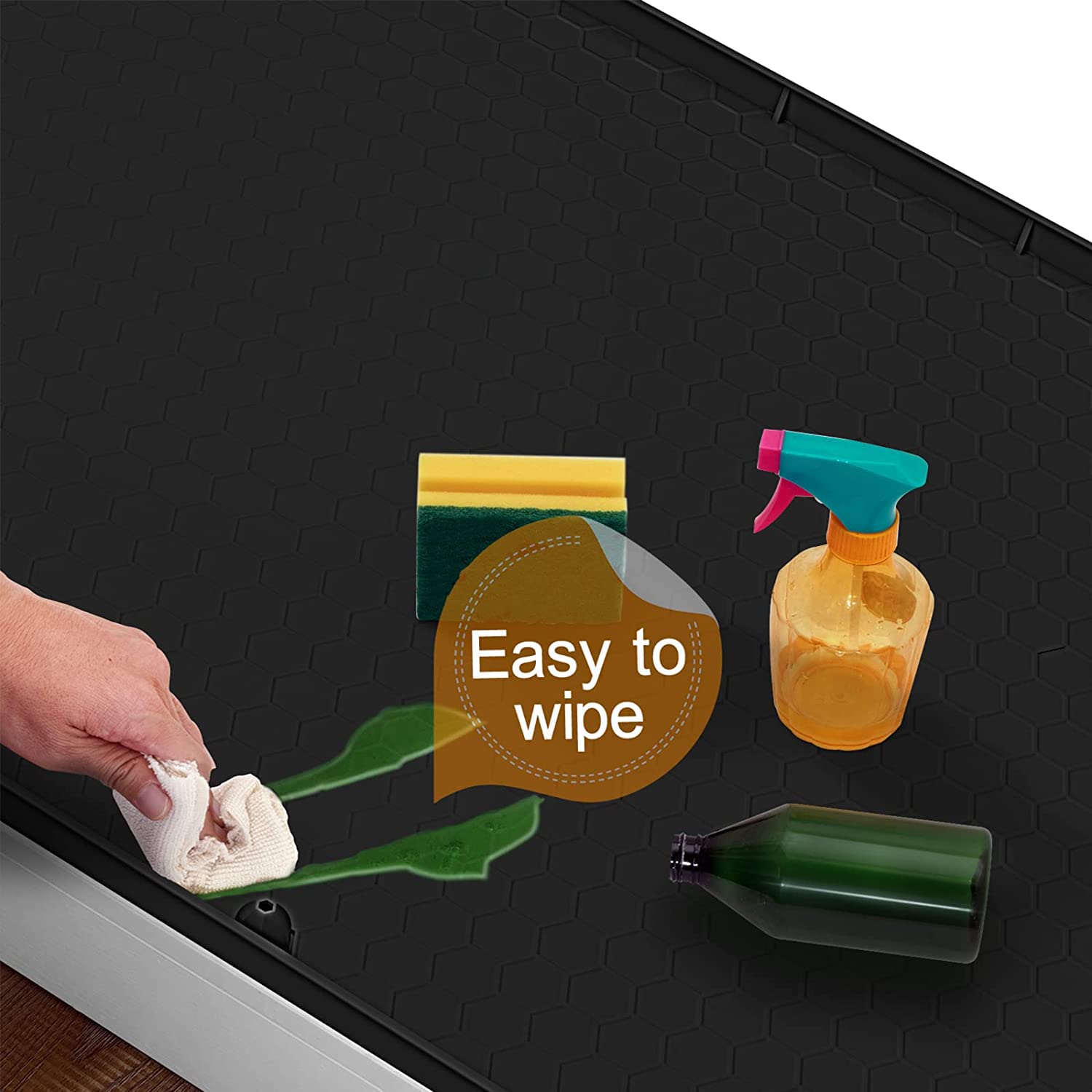 Under Sink Mat, 28" x 22" Under Sink Mats for Kitchen Waterproof, Flexible Silicone Under Kitchen Sink Liner Mat, Multipurpose Under Sink Drip Tray for Kitchen Bathroom Cabinet
