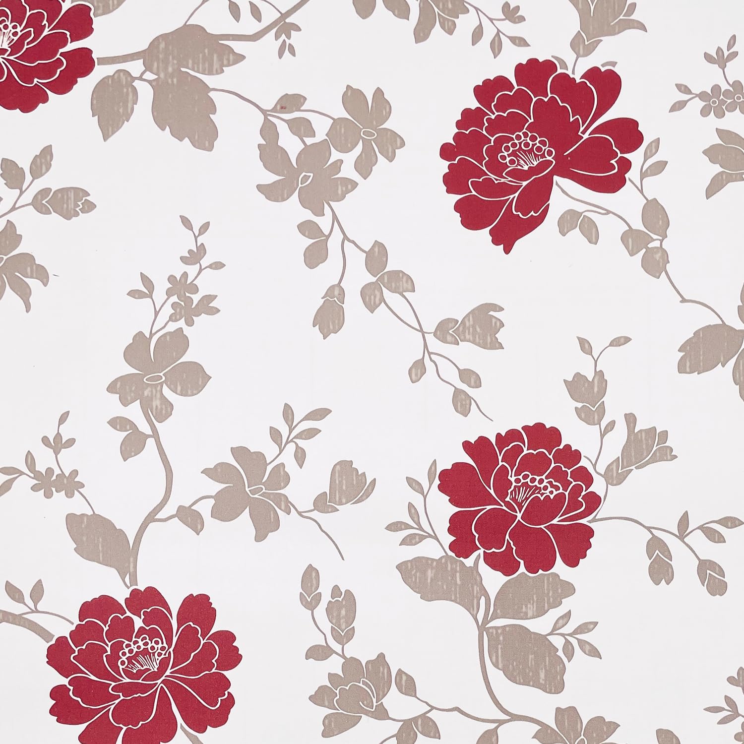 Yifely Red Peony Shelf Liner Self-Adhesive Furniture Paper Old Dresser Drawer Decor Sticker 17.7 Inch by 9.8 Feet