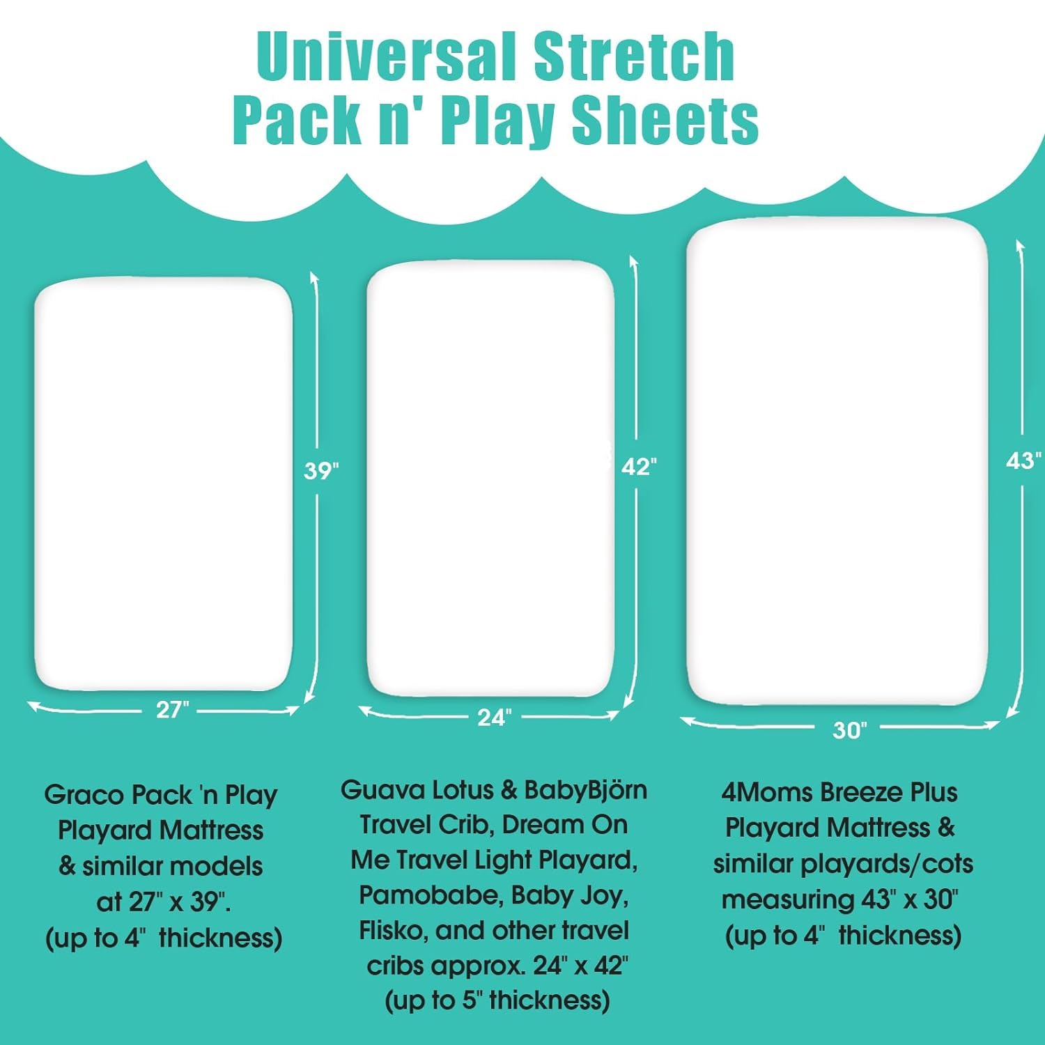 Pack n Play Stretchy Fitted Pack n Play Playard Sheet Set BROLEX 2 Pack Portable Mini Crib Sheets,Convertible Playard Mattress Cover,Ultra Soft Material,Elephant & Whale