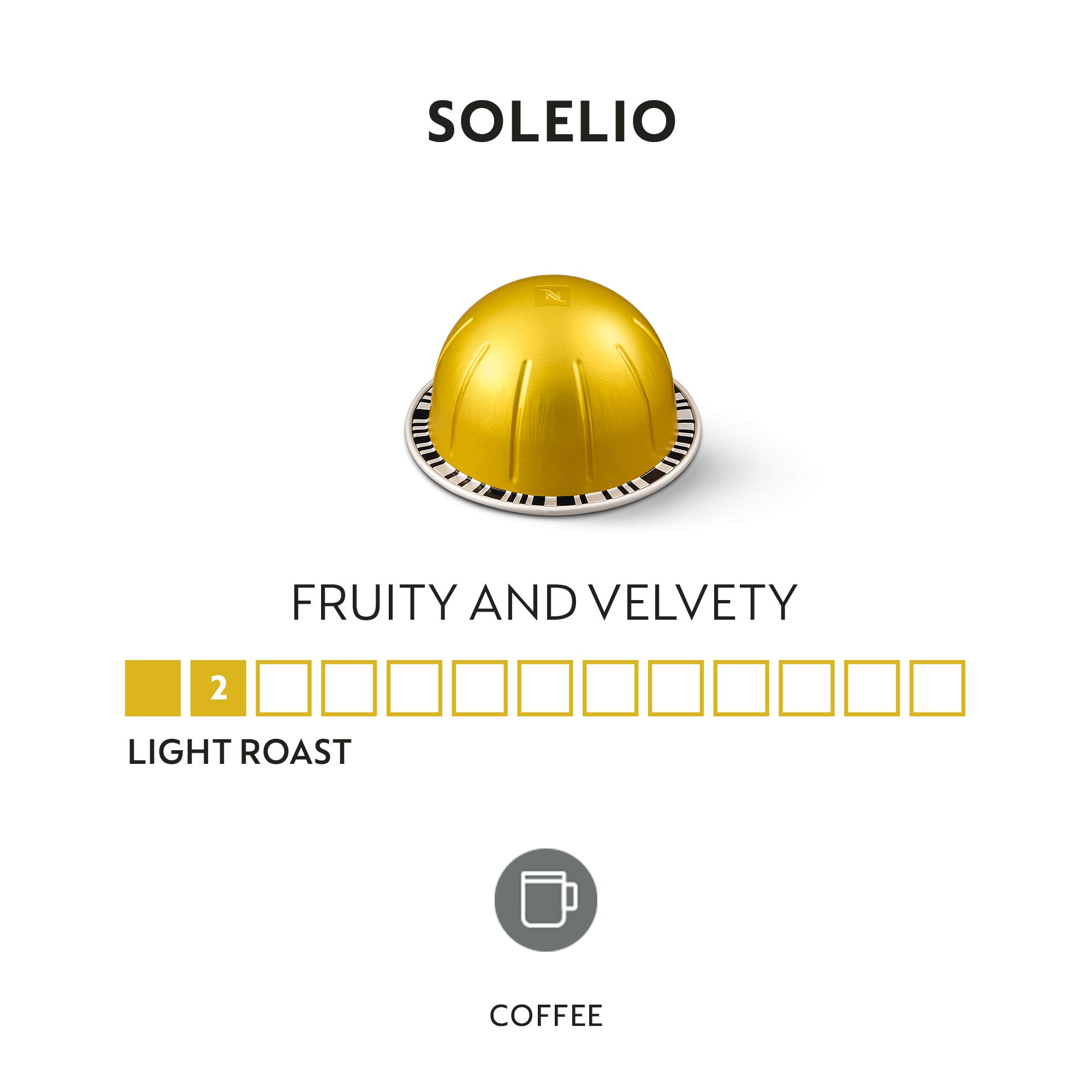 Nespresso Capsules VertuoLine, Solelio, Mild Roast Coffee, 30 Count Coffee Pods, 7.77 Ounce (VERTUOLINE ONLY)