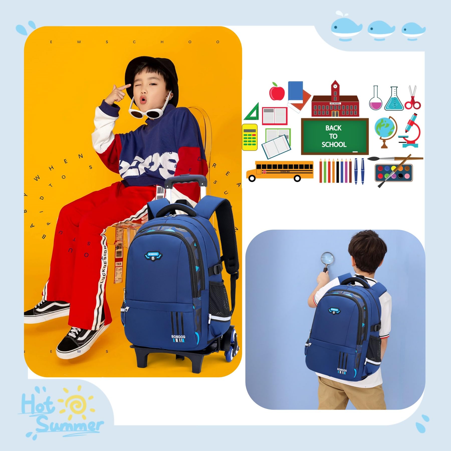 Mfikaryi Solid Color Elemetary Rolling Backpack,Camo Prints Kids Wheeled School BookBag,Backpack with wheels for boys