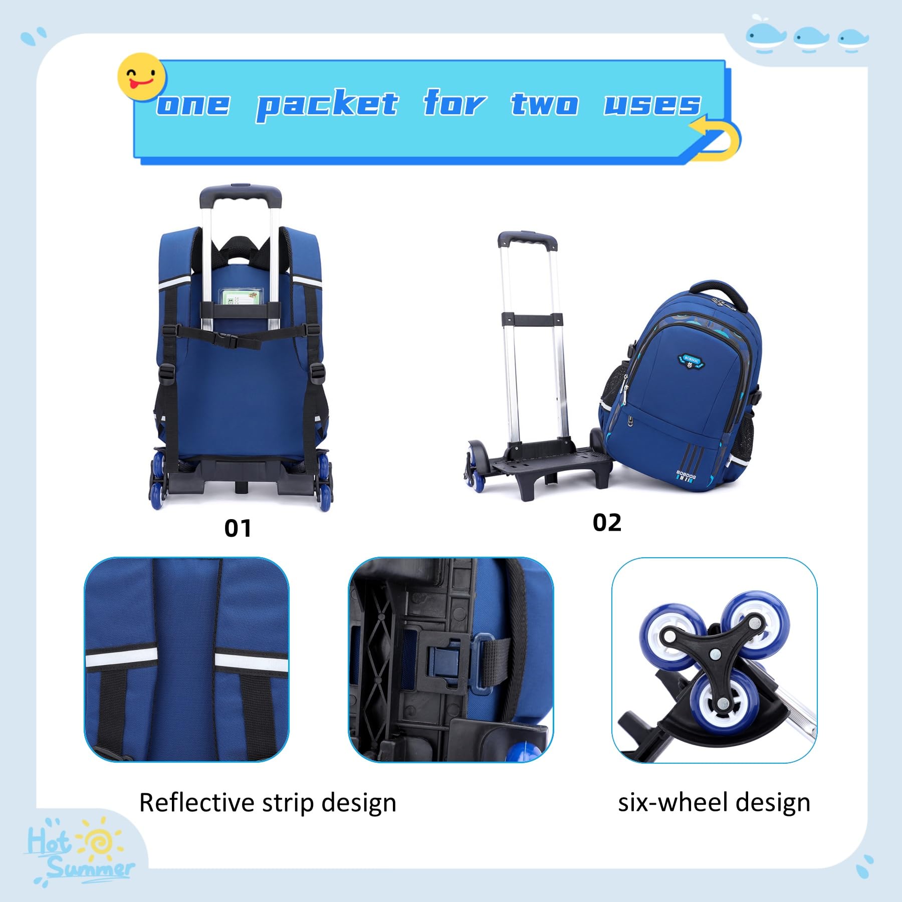 Mfikaryi Solid Color Elemetary Rolling Backpack,Camo Prints Kids Wheeled School BookBag,Backpack with wheels for boys