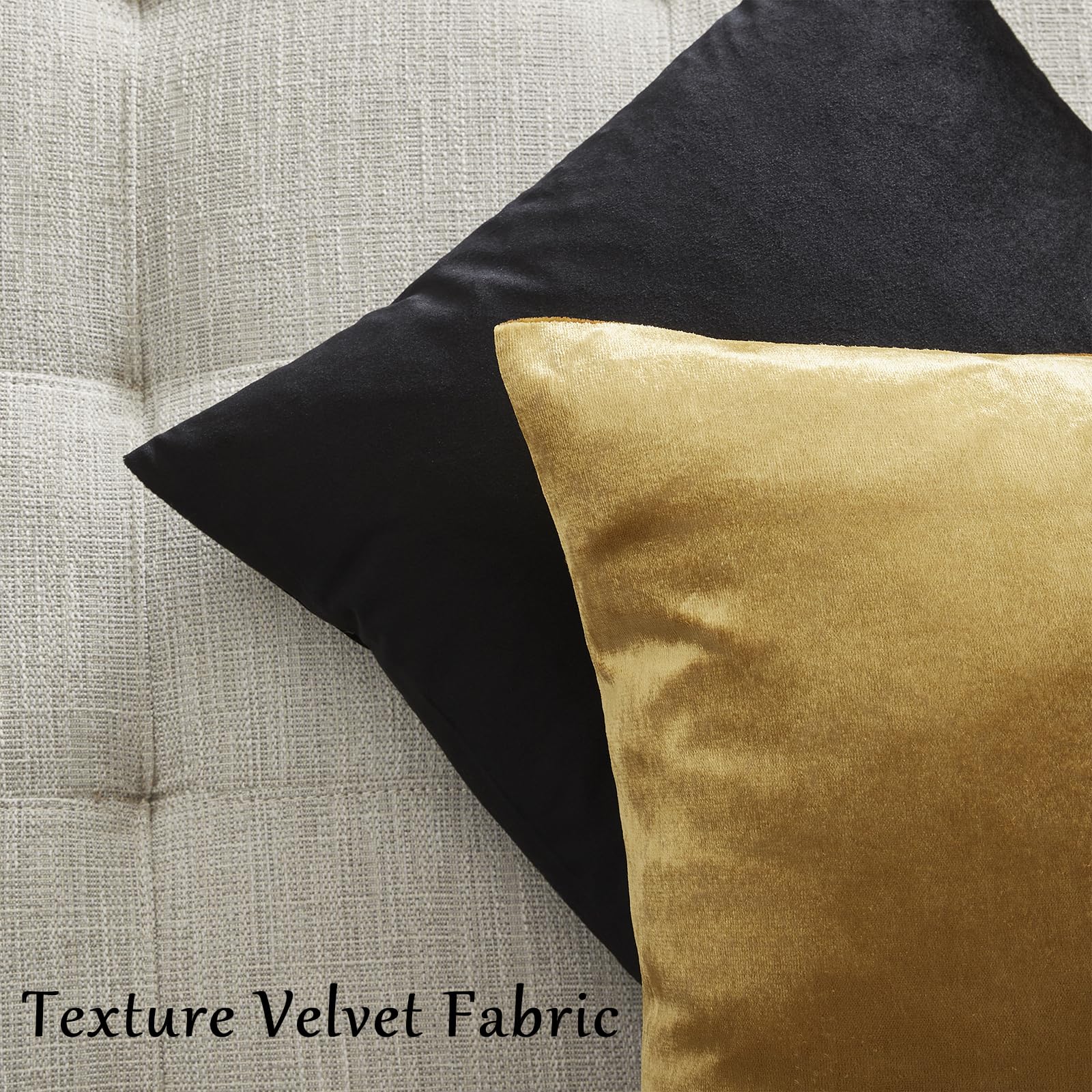 GIGIZAZA Gold Velvet Decorative Throw Pillow Covers,18x18 Pillow Covers for Couch Sofa Bed 2 Pack Soft Cushion Covers