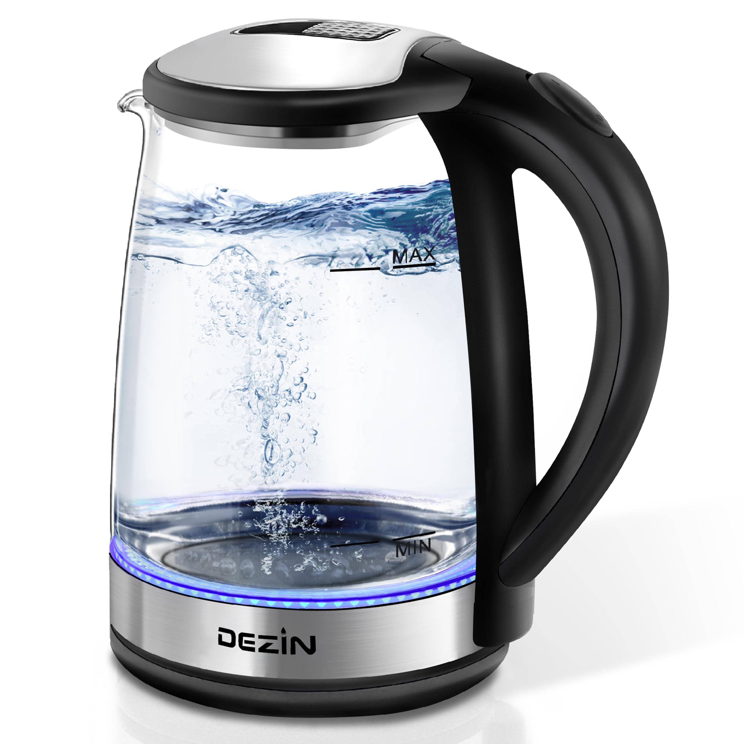 Dezin Electric Kettle, BPA Free Glass Electric Tea Kettle, 304 Stainless Steel Hot Water Kettle Warmer 1.8L with Fast Boil, Auto Shut-Off Boil Dry Protection Tech for Coffee, Tea