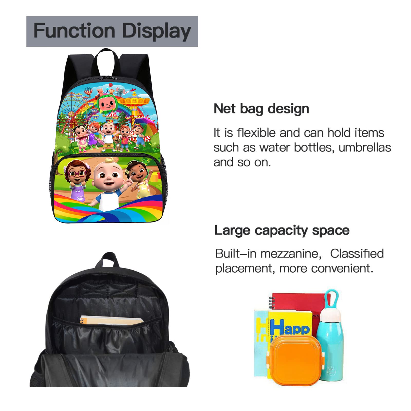 Guainuhai Cute Cartoon Backpack 3d Print Large Capacity Multifunction Unisex Cartoon Backpack For Travel Daily Use Laptop Bag 15 In C