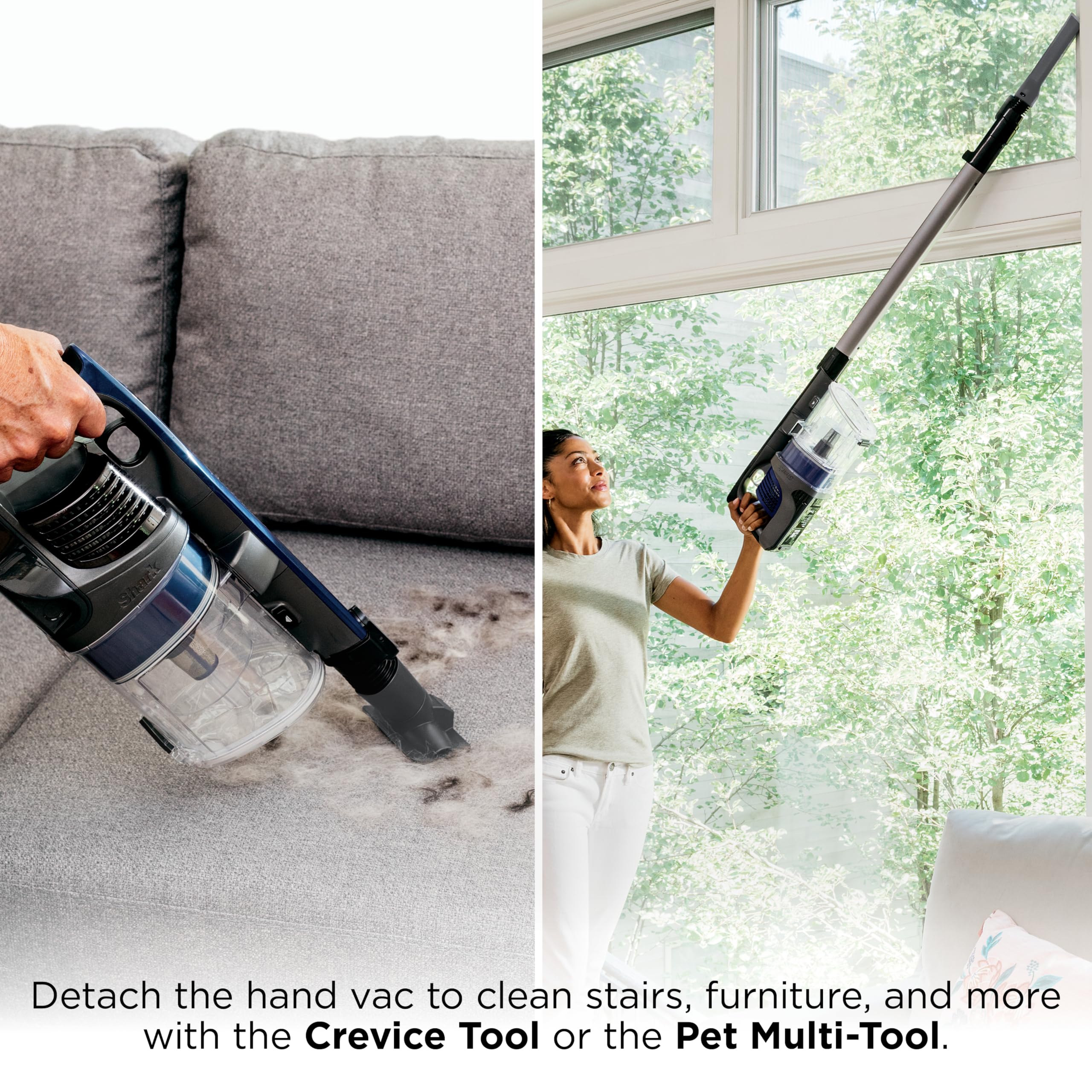 Shark IX141 Pet Cordless Stick Vacuum with XL Dust Cup, LED Headlights, Removable Handheld, Crevice Tool & Pet Multi-Tool, 40min Runtime, Grey/Iris