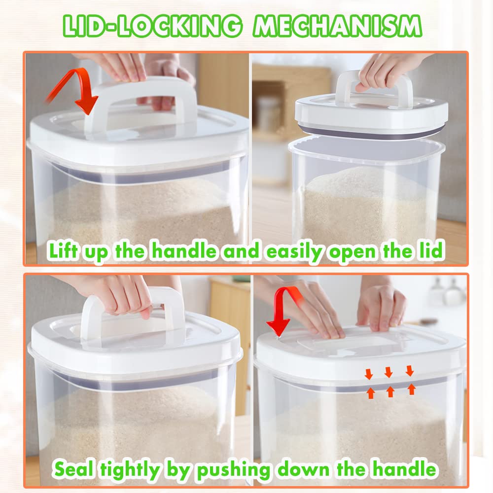 TBMax Airtight Food Storage Container -10 Lbs / 5.3QT Rice Container with Easy Seal Lid & Measuring Cup for Flour, Cereal, Dry Food Storage and Kitchen Pantry Organization