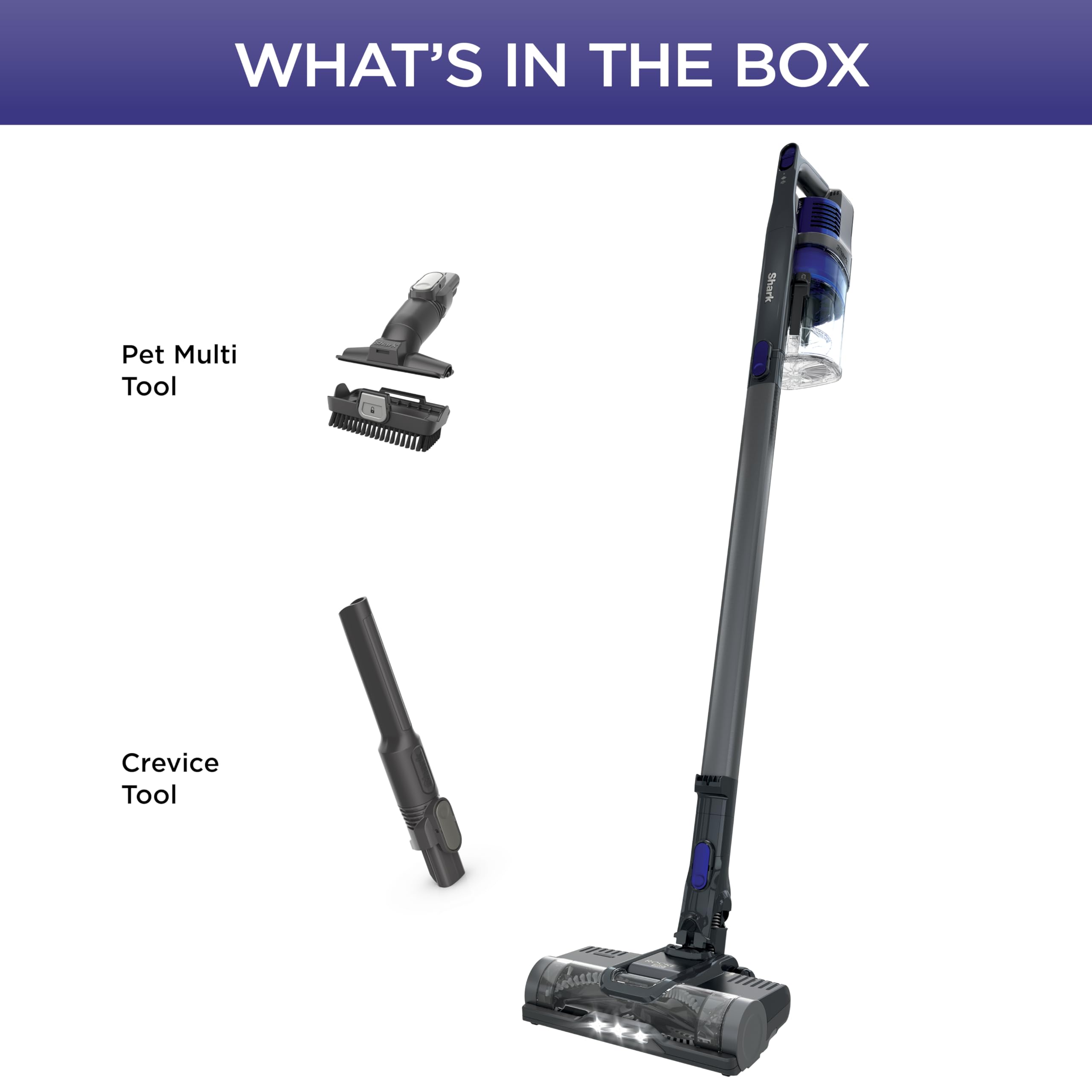 Shark IX141 Pet Cordless Stick Vacuum with XL Dust Cup, LED Headlights, Removable Handheld, Crevice Tool & Pet Multi-Tool, 40min Runtime, Grey/Iris