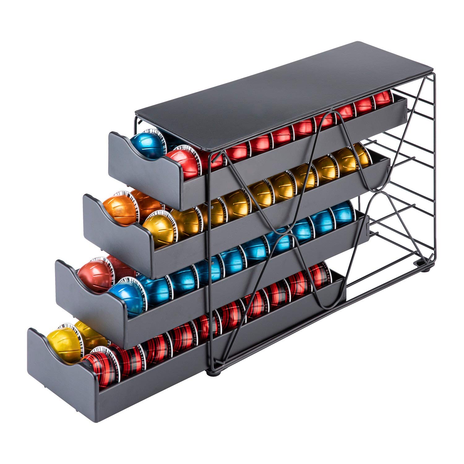 Flagship for Nespresso Pod Holder Drawer Large Mullti Tier Coffee Pod Holder Vertuo (4 Tier (80Pods))