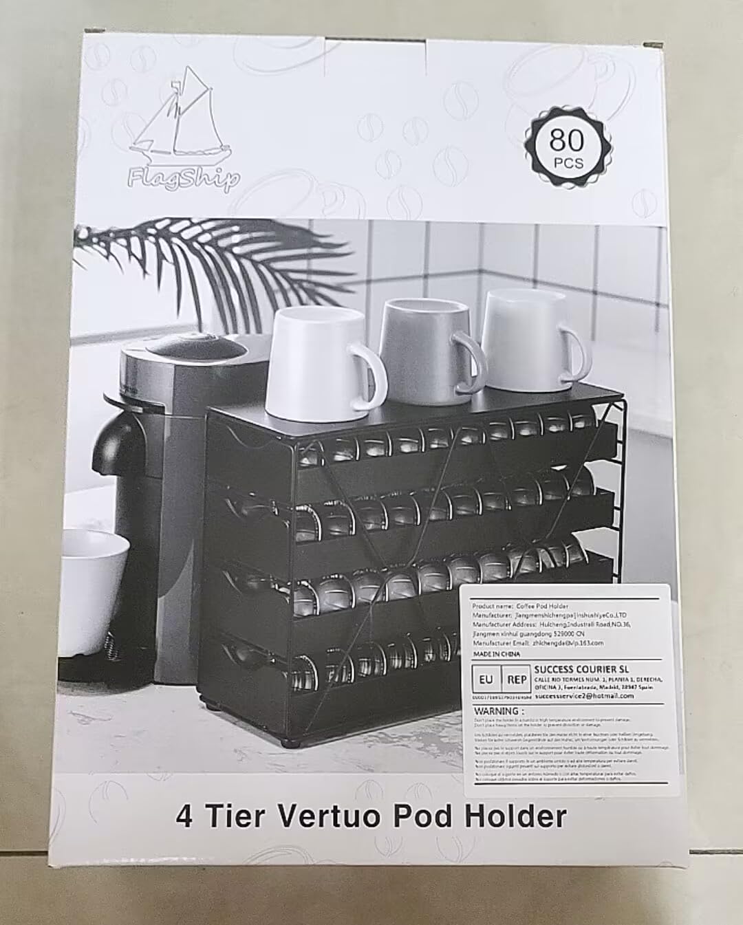 Flagship for Nespresso Pod Holder Drawer Large Mullti Tier Coffee Pod Holder Vertuo (4 Tier (80Pods))