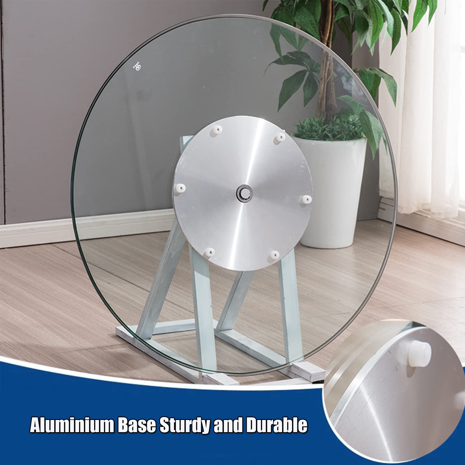 QQXX Round Tempered Glass Table Top,Thick Glass Lazy Susan Turntable,Round Tabletop Rotating Serving Tray for Dining Table Restaurant Rotatable Service Tray,A,90cm/35inch