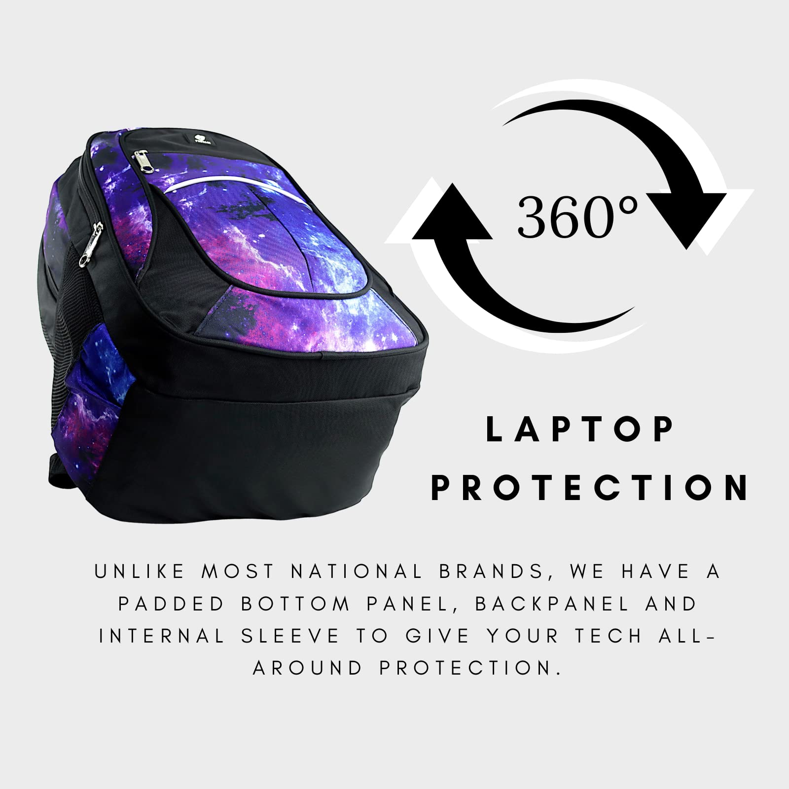 Fenrici Galaxy Backpack for Girls, Boys, Kids, Teens, 18" Durable Book Bags for Kindergarten, Elementary, Middle School Students, Standard Large Size
