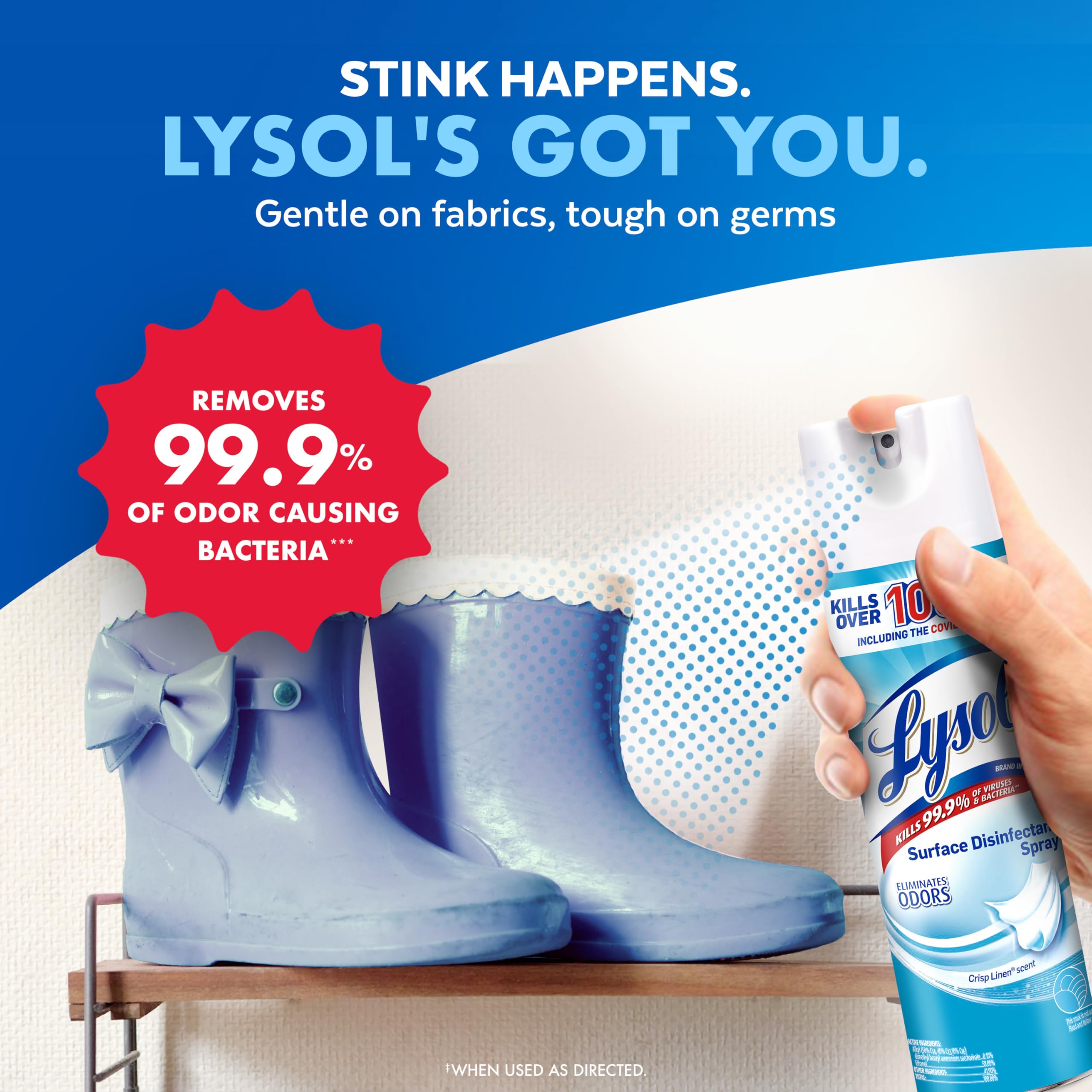 Lysol Disinfectant Spray, Sanitizing and Antibacterial Spray, For Disinfecting and Deodorizing, Crisp Linen, 1 Count, 12.5 fl oz