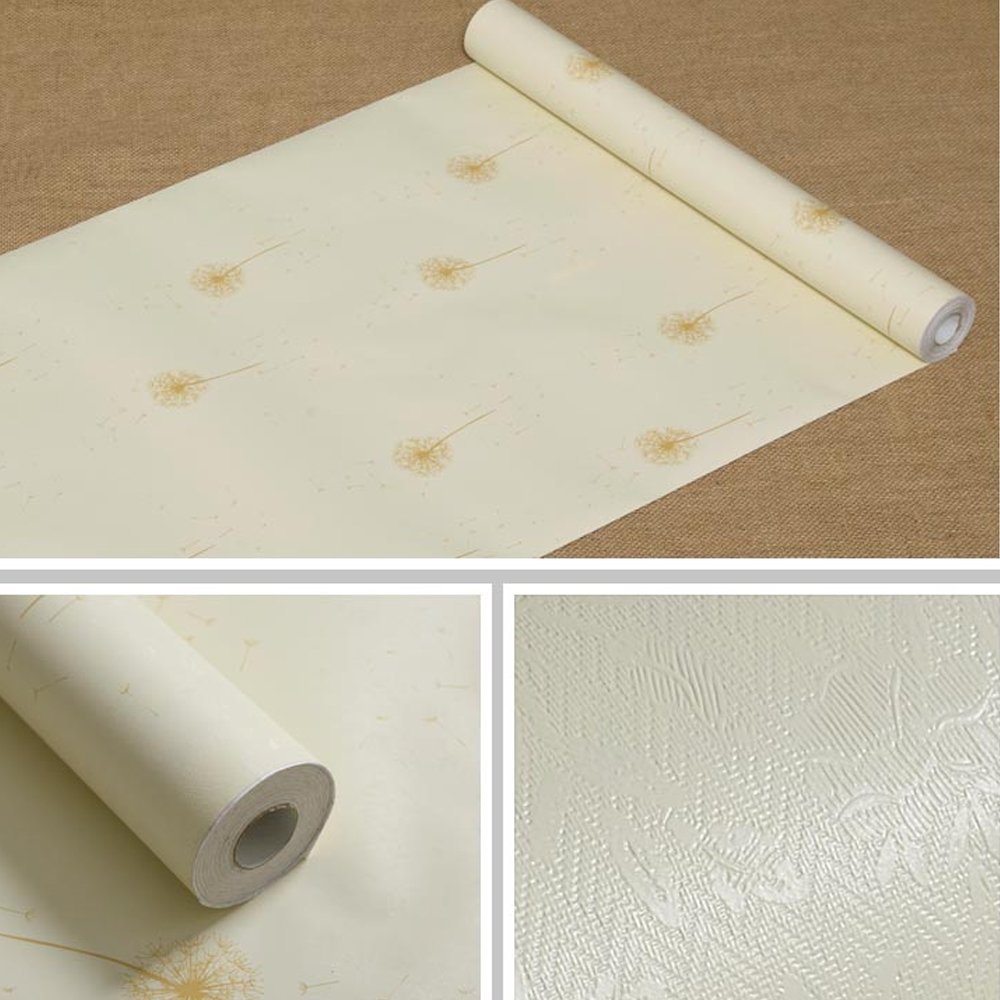 Yifely Beige Flying Dandelion Tabletop Protect Paper Removable Vinyl Shelf Liner Cabinet Covering 17x118 Inches