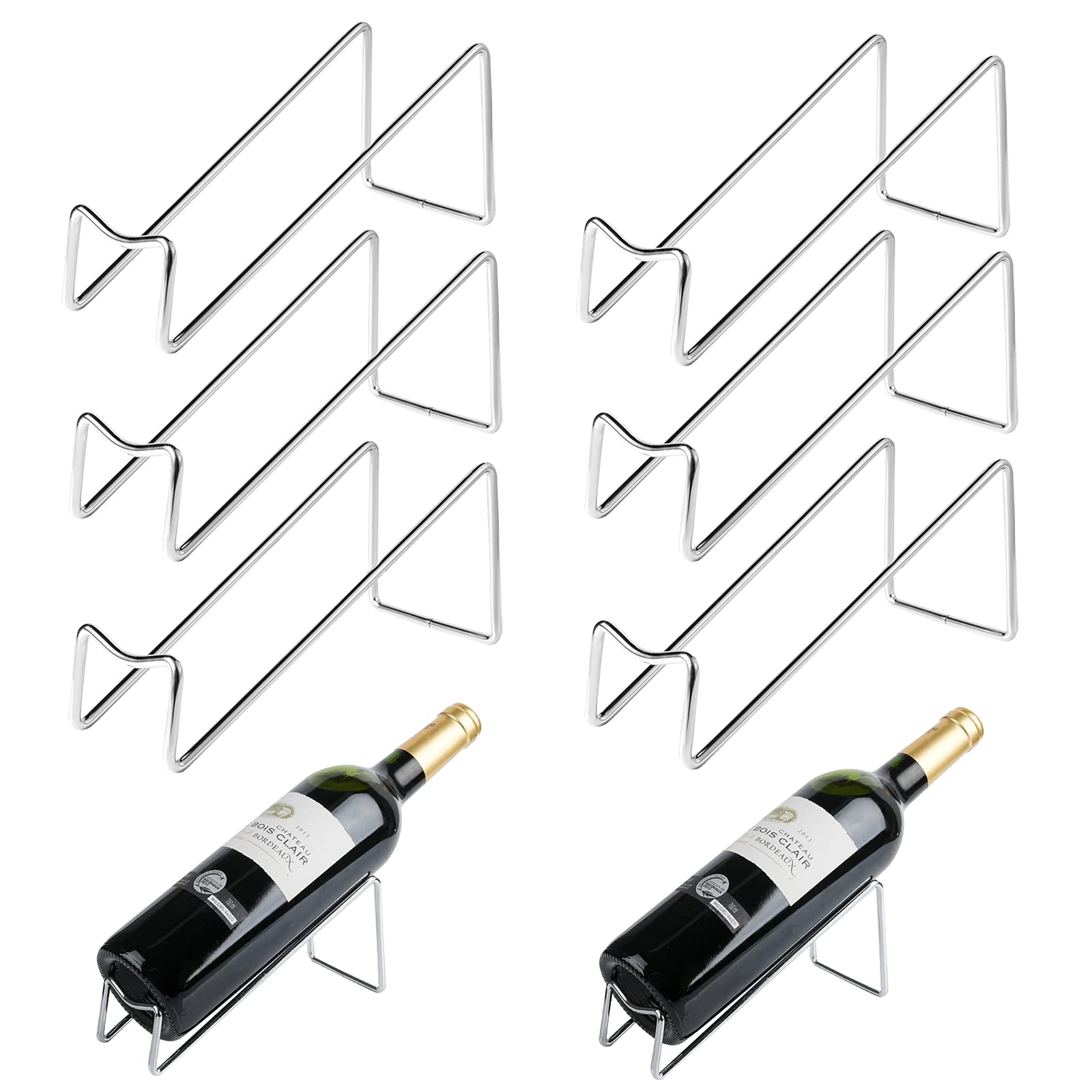 yeesport Single Wine Rack, Set of 6 Wine Bottle Holders, Simple Style Metal Wine Bottle Stand, Modern Single Bottle Champagne Rack, Countertop Liquor Bottle Stand Wine Organizer Rack for Dining Table