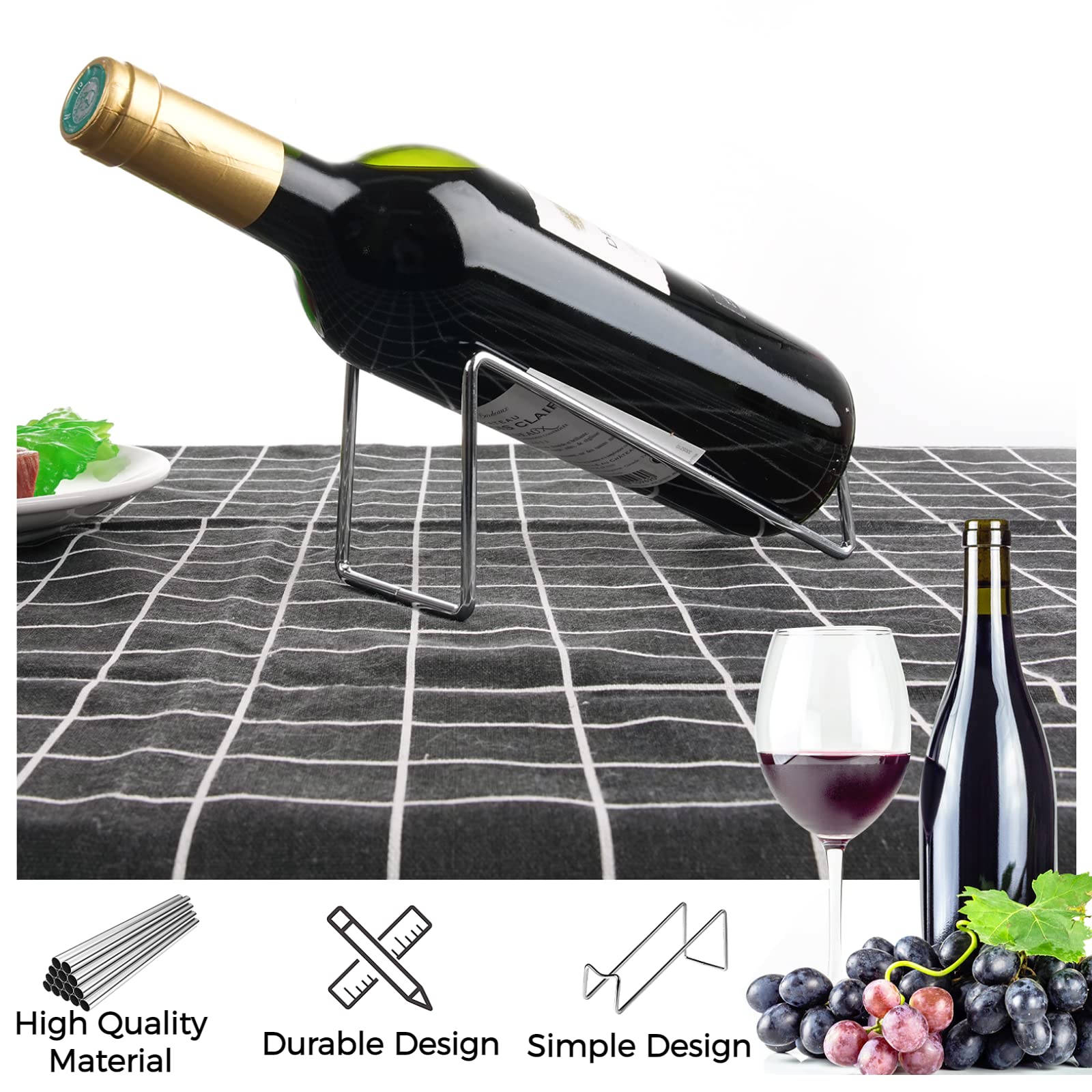 yeesport Single Wine Rack, Set of 6 Wine Bottle Holders, Simple Style Metal Wine Bottle Stand, Modern Single Bottle Champagne Rack, Countertop Liquor Bottle Stand Wine Organizer Rack for Dining Table