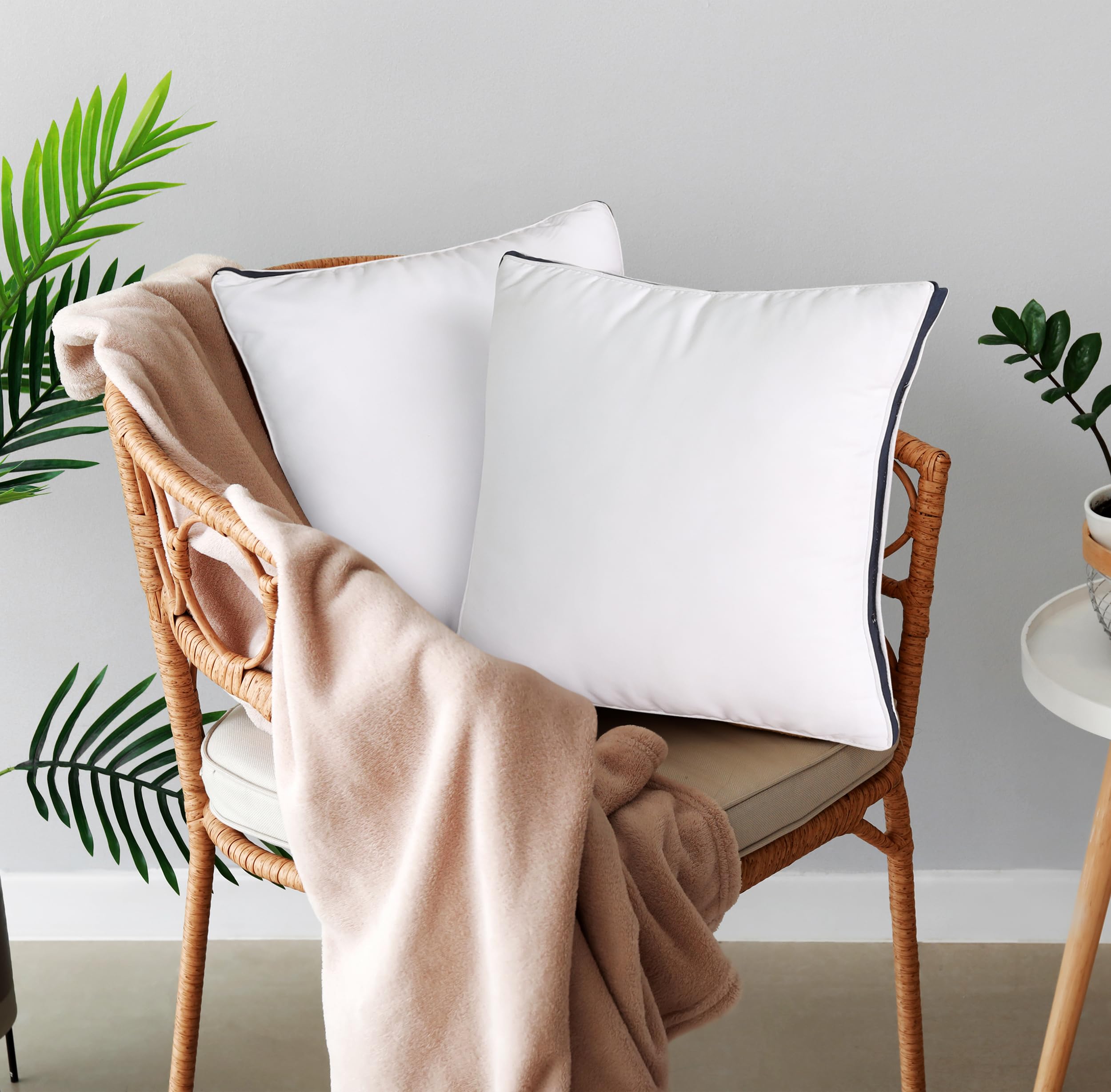 Utopia Bedding Throw Pillows Insert (Pack of 2, White), 18 x 18 Inches Couch Sofa Cushion, Decorative Pillow and Sham Stuffer for Bed