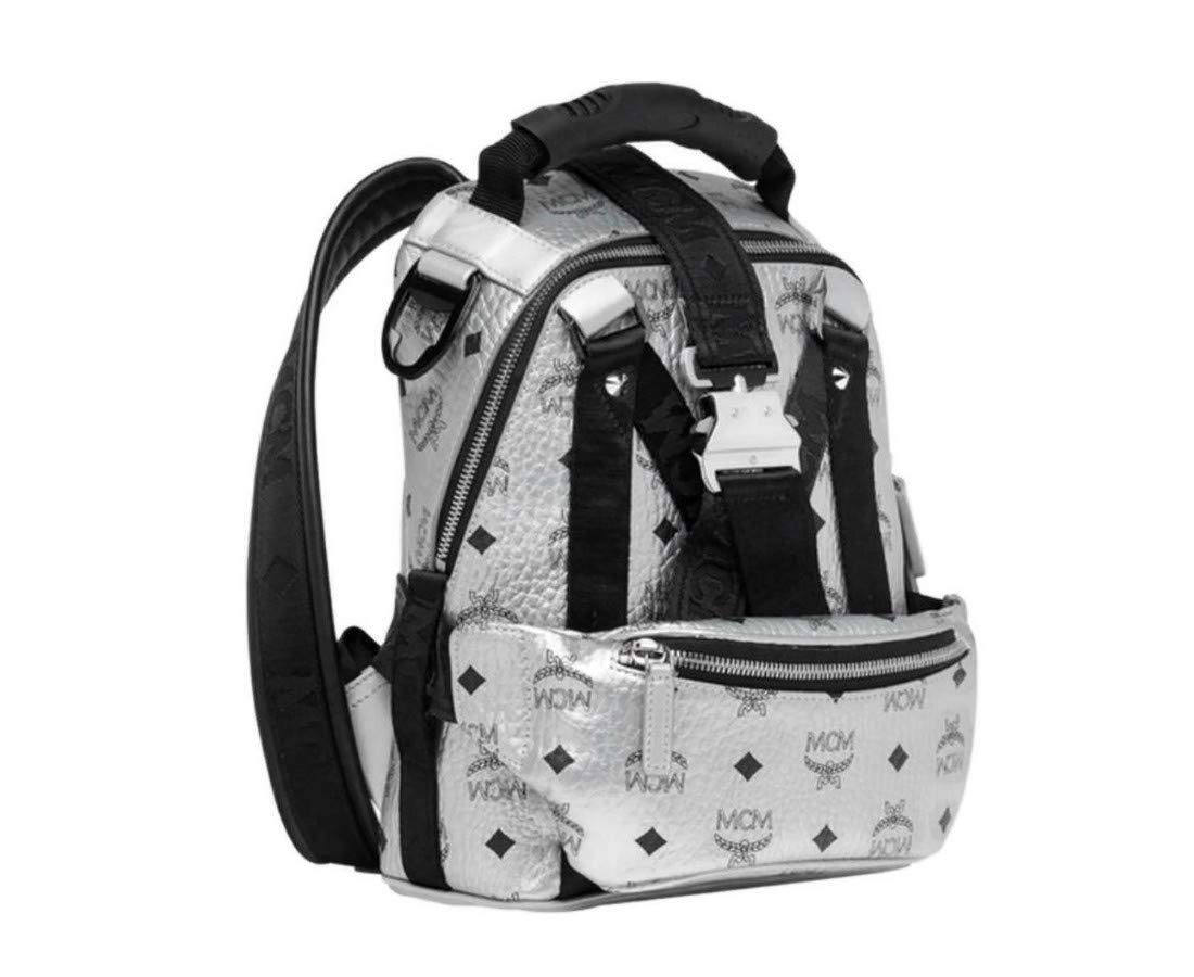 MCM Women's Berlin Silver Metallic Coated Canvas Mini Backpack MUK9SJV23SB001