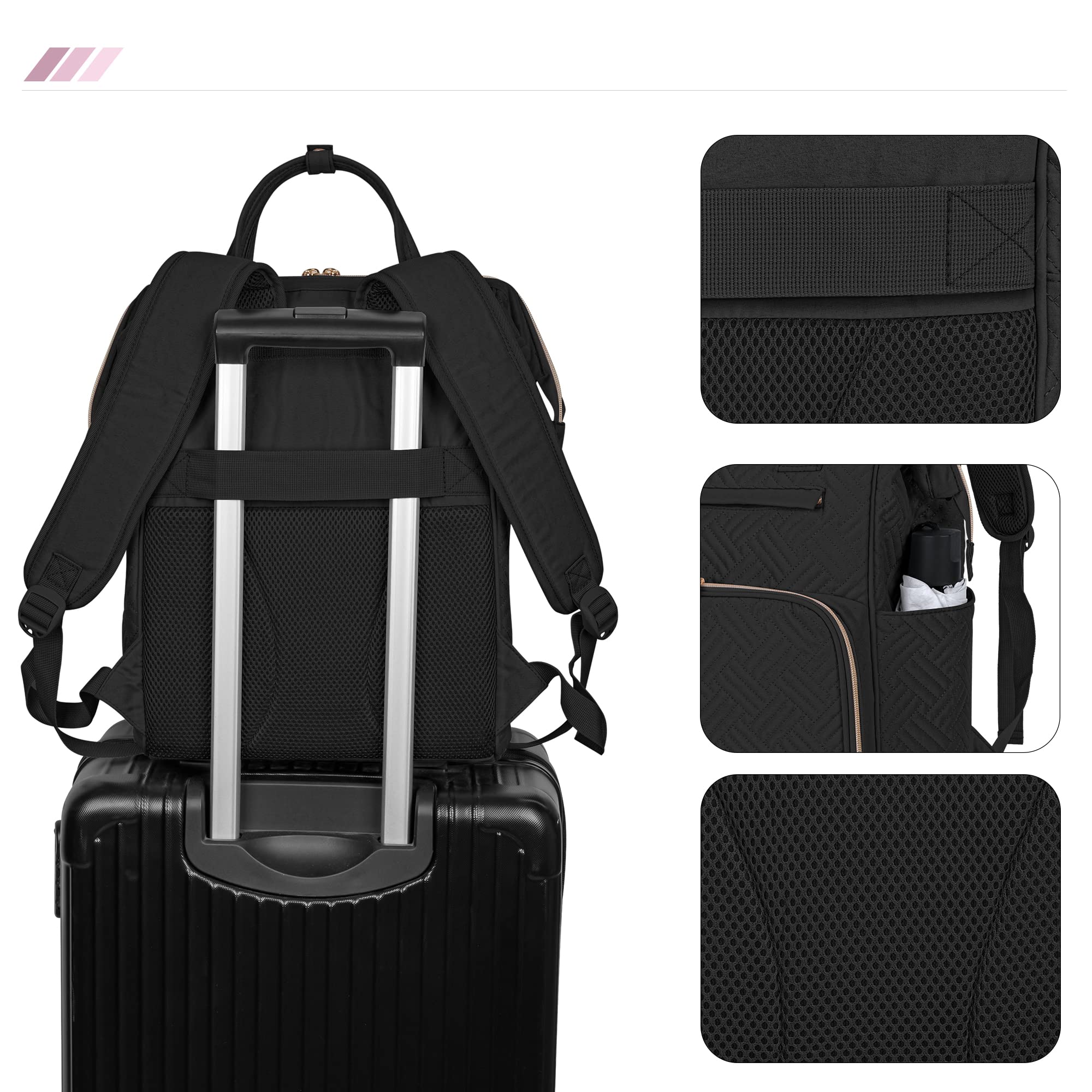 Fasrom Teacher Backpack for Work Women Teacher Supplies, Nurse Bag Backpack with Laptop Compartment for Nursing Student Essentials (Empty Bag Only), Black