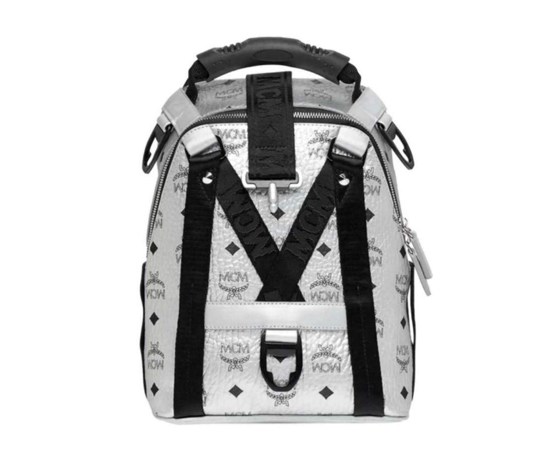 MCM Women's Berlin Silver Metallic Coated Canvas Mini Backpack MUK9SJV23SB001