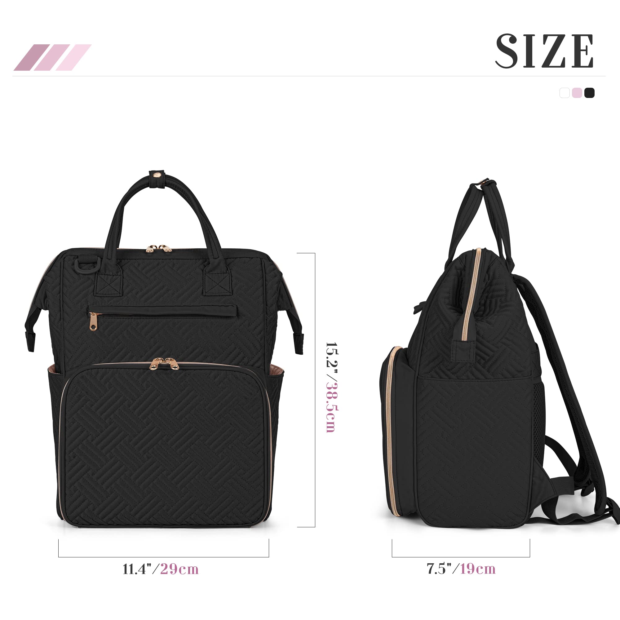 Fasrom Teacher Backpack for Work Women Teacher Supplies, Nurse Bag Backpack with Laptop Compartment for Nursing Student Essentials (Empty Bag Only), Black