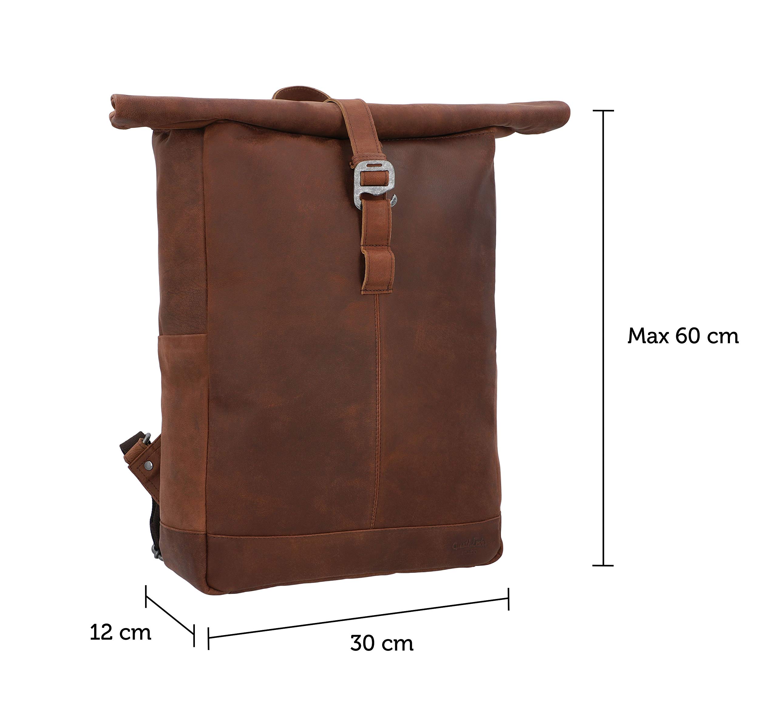 Gusti Backpack Leather-Bendik Rolltop Messenger bag Backpack Leather backpack Vintage city backpack Outdoor backpack Laptop bag Uni backpack Travelling bag Brown leather