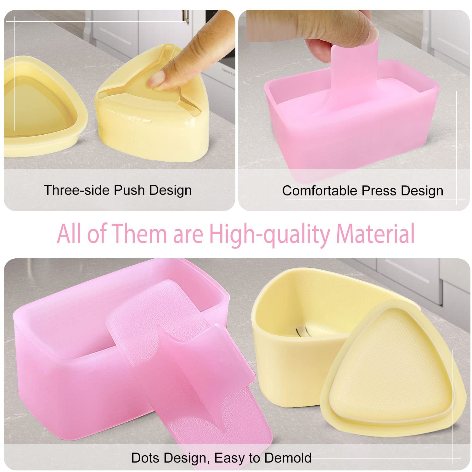 Onigiri Mold, 3 Pack Rice Mold Musubi Maker Kit, Non Stick Spam Musubi Maker Press, Classic Triangle Rice Ball Mold Maker Sushi Mold for Kids Lunch Bento and Home DIY