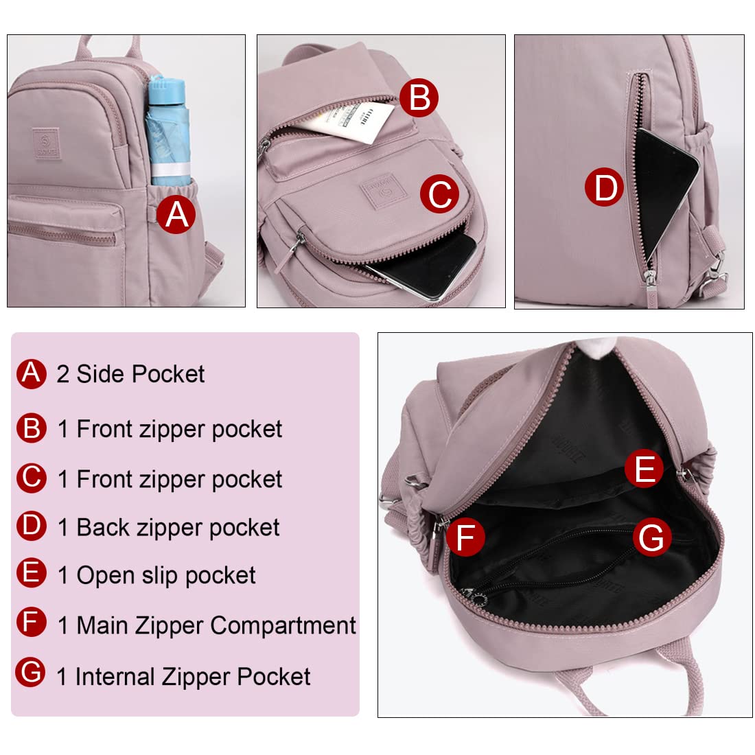 Sunwel Fashion Mini Backpack & Sling Bag 2 Way Carry Nylon Casual Daypack Chest Bag with Detachable Pom Pom Ball Keychain for Women (black)