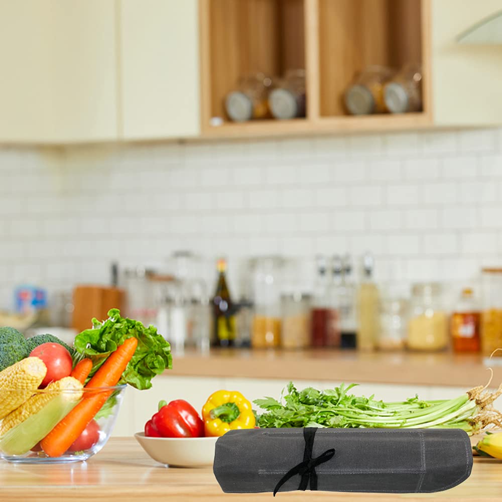 Knife Storage Bags and Rolls, Waxed Canvas Chefs Knife Carrier Holder, Cooking Knives and Utensils Wrap Bag, 7 Pockets Portable Protector Case for Kitchen Tools (Green)