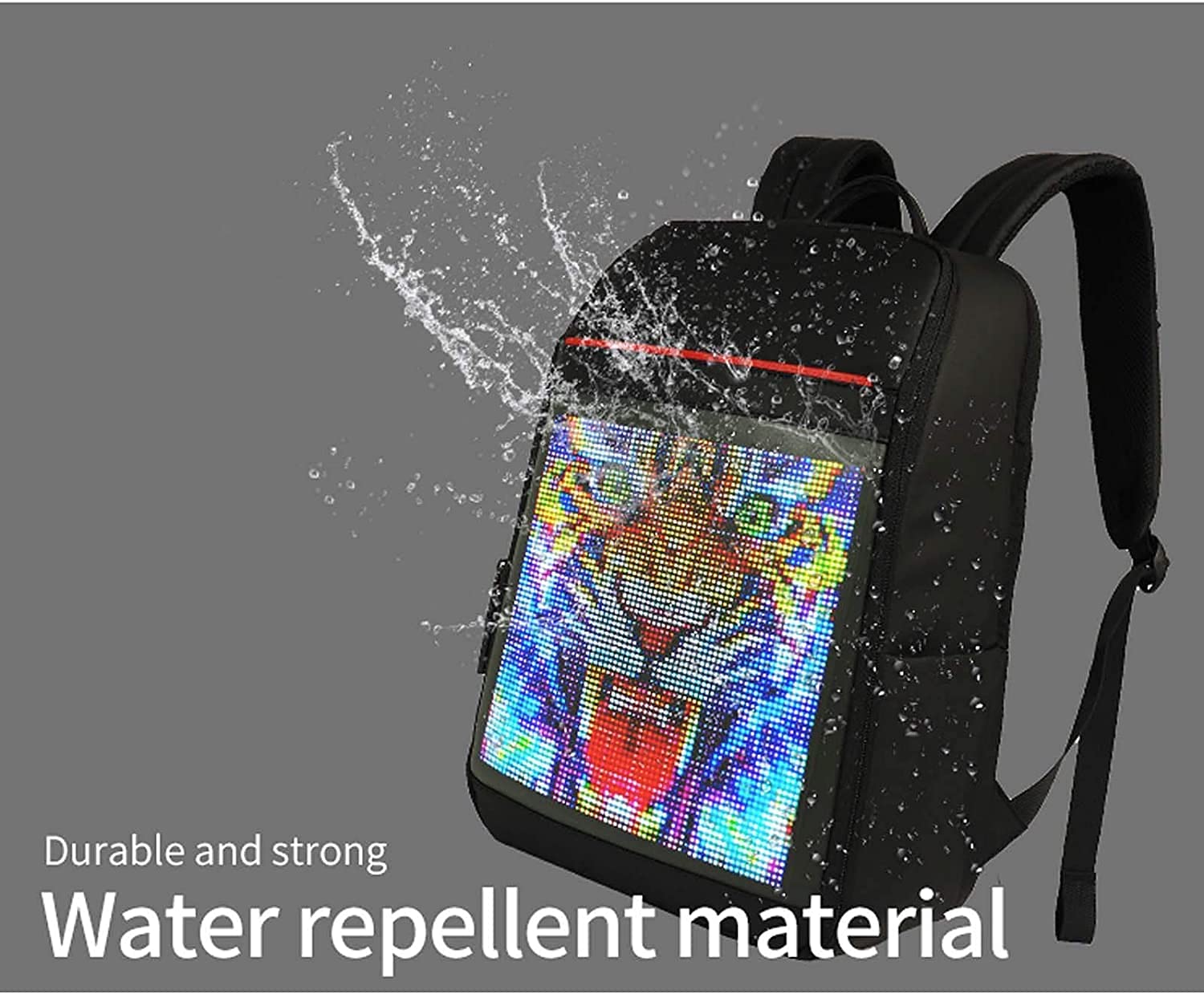 Welaso Smart Bluetooth LED Backpack with Colorful LED Sign Panel and Programmable, DIY Laptop Daypack Bag,Black (Large 25L,without Rain Cover)